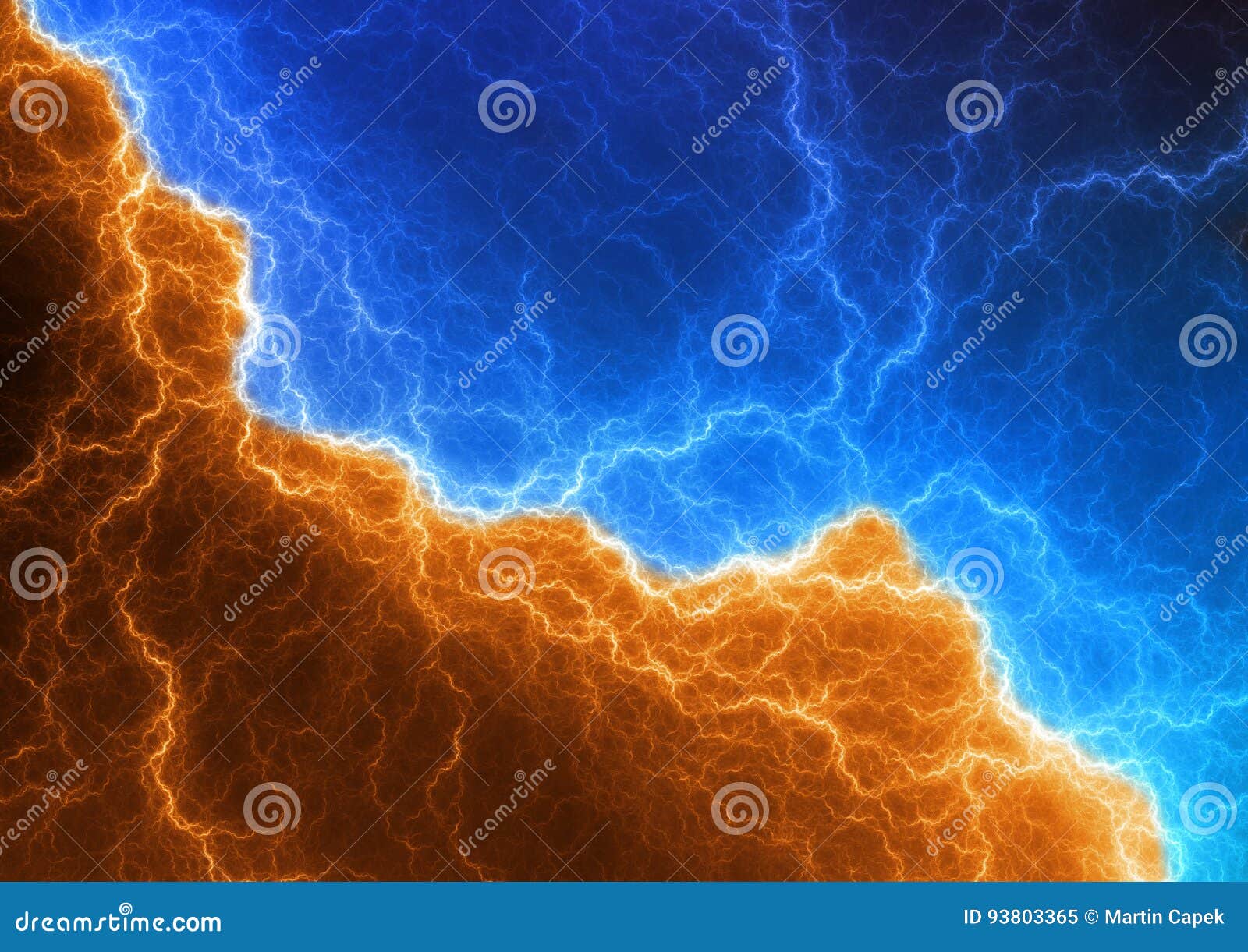 Blauer und orange Blitz stock abbildung. Illustration von heftig - 93803365