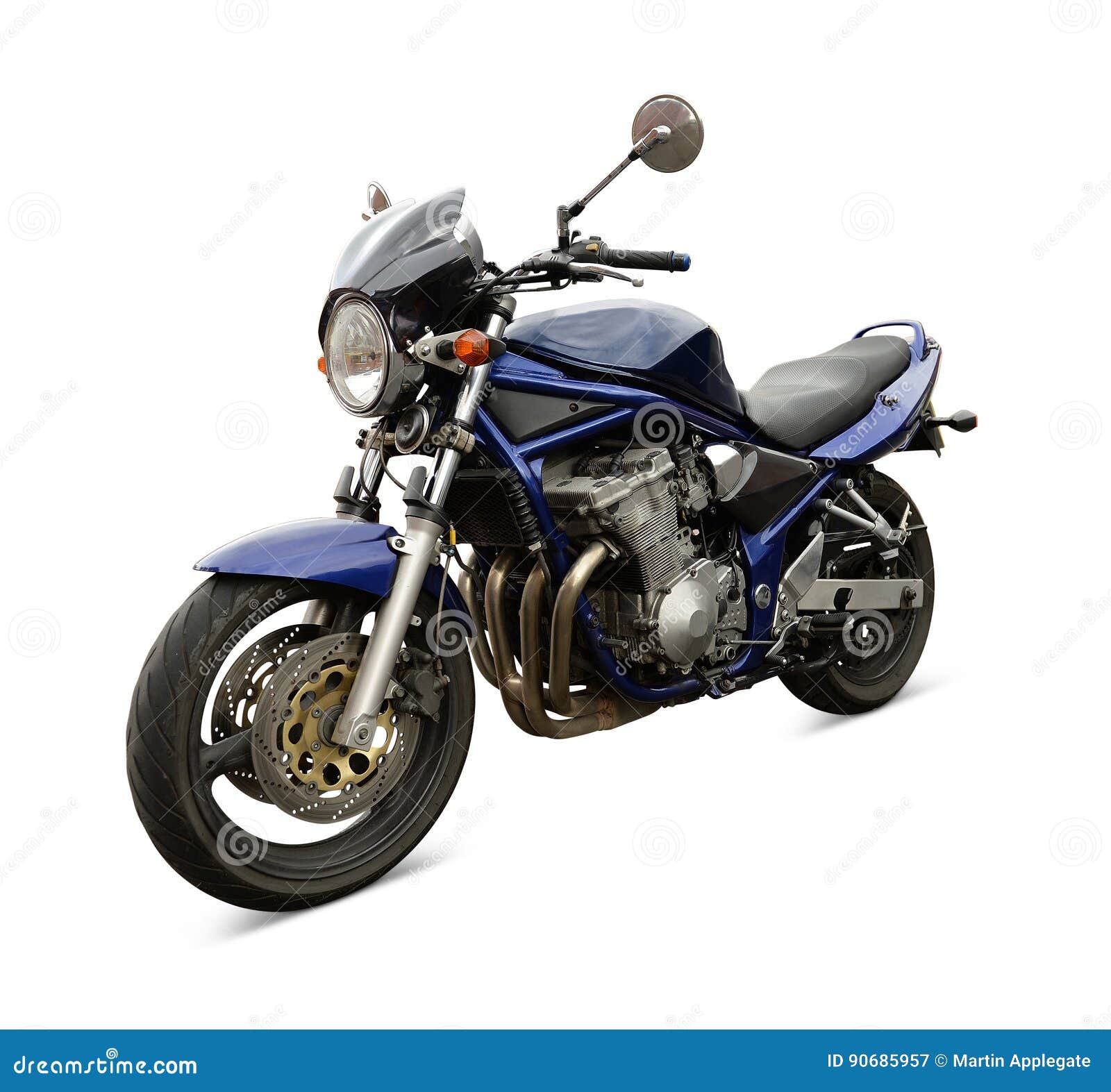 Blaues Motorrad stockbild. Bild von reiten, fahrrad, motor - 90685957