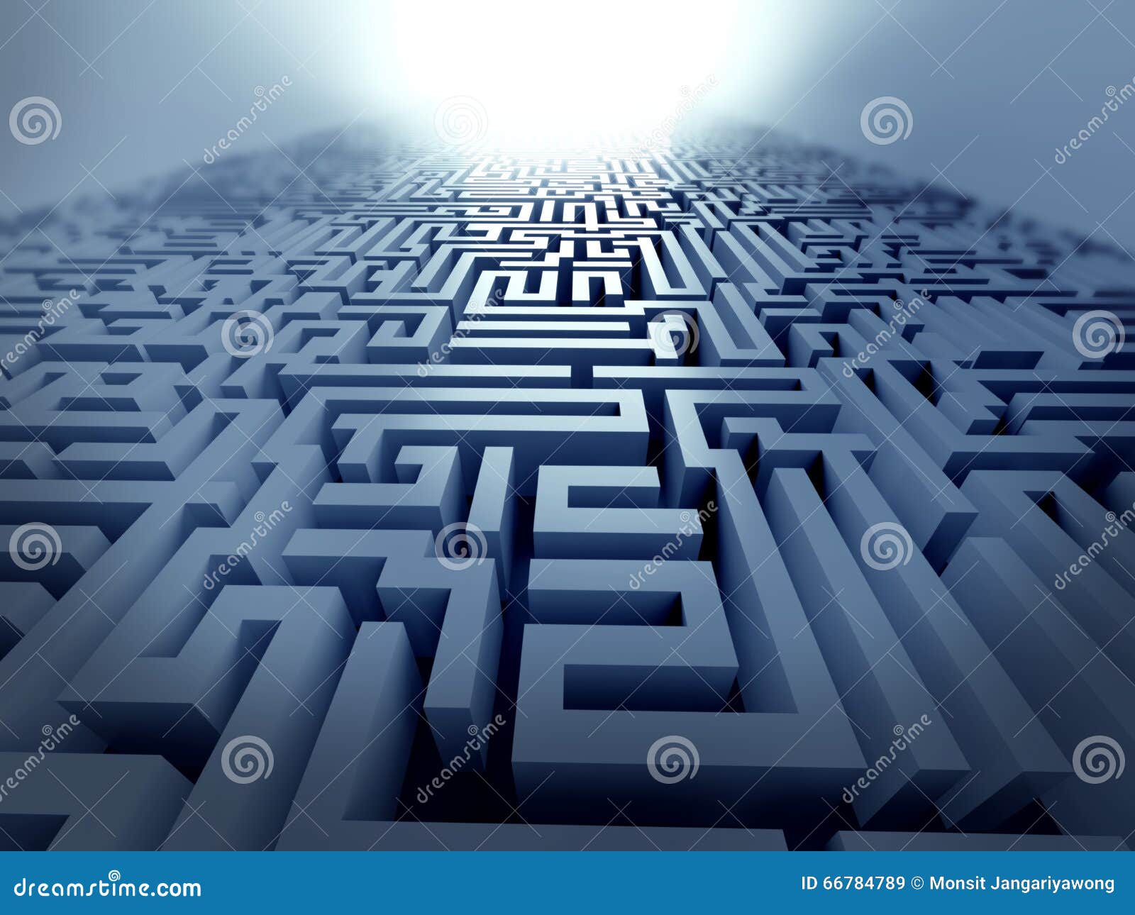 Blauw Labyrint, Complex Probleem Het Oplossen Concept Stock Illustratie ...