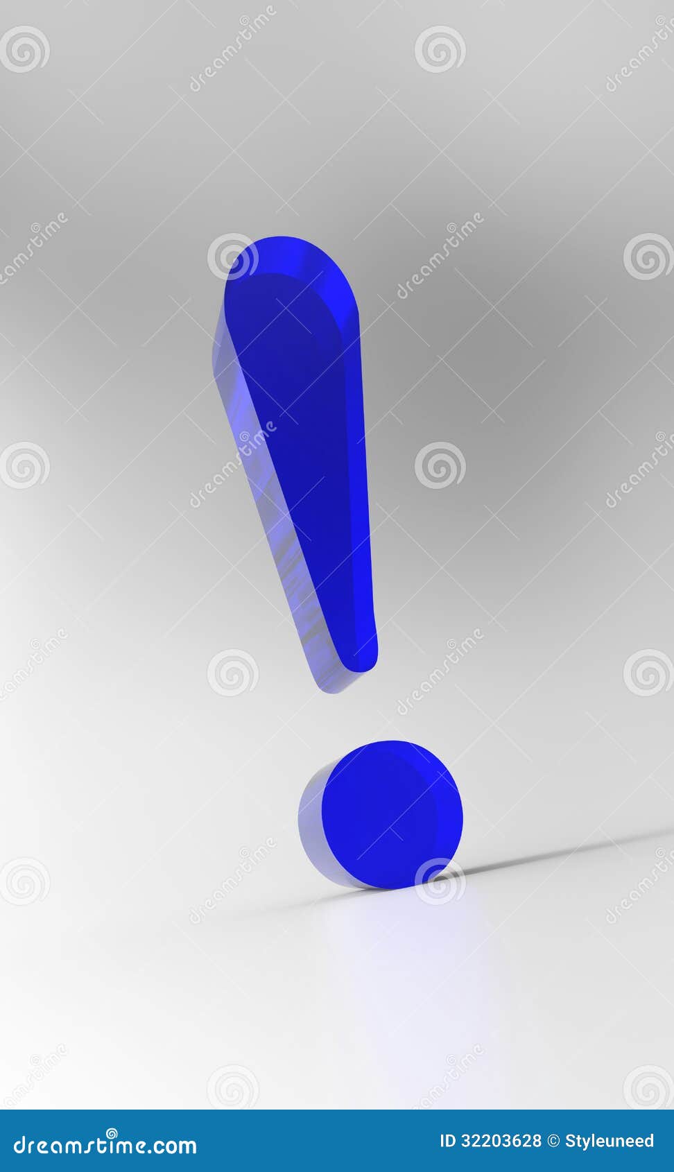 Blauw uitroepteken stock illustratie. Illustration of studio - 32203628