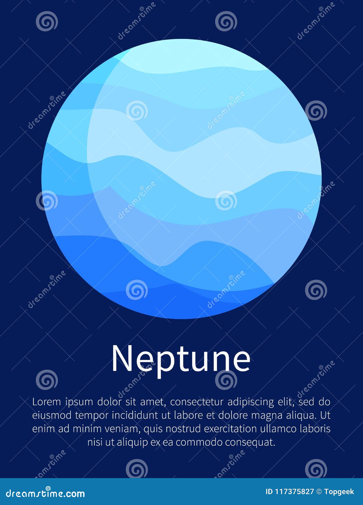 Blauwe De Planeet Verticale Informatieve Affiche Van Neptunus Vector ...