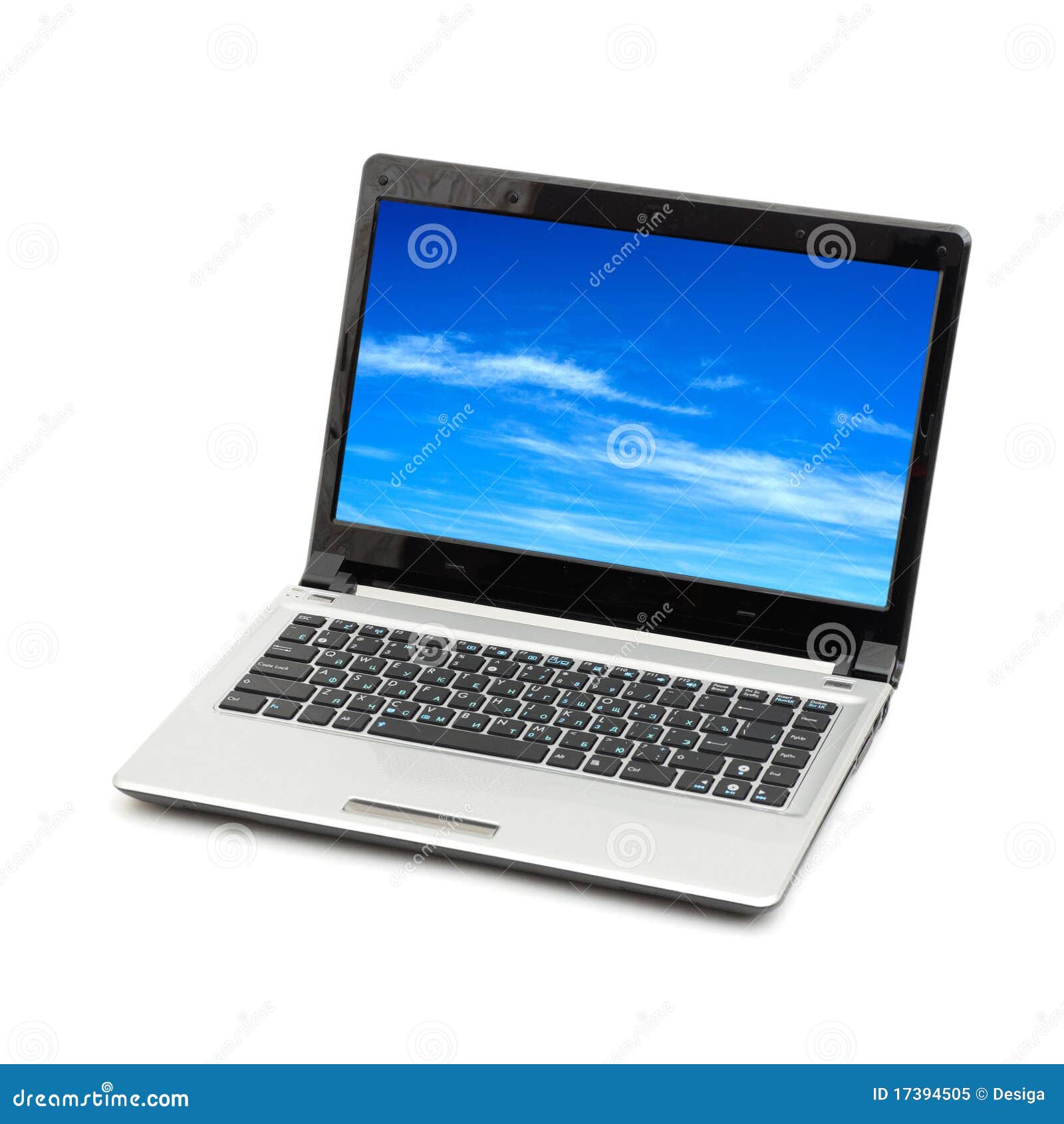 Blauwe hemel in laptop stock afbeelding. Image of lengte - 17394505