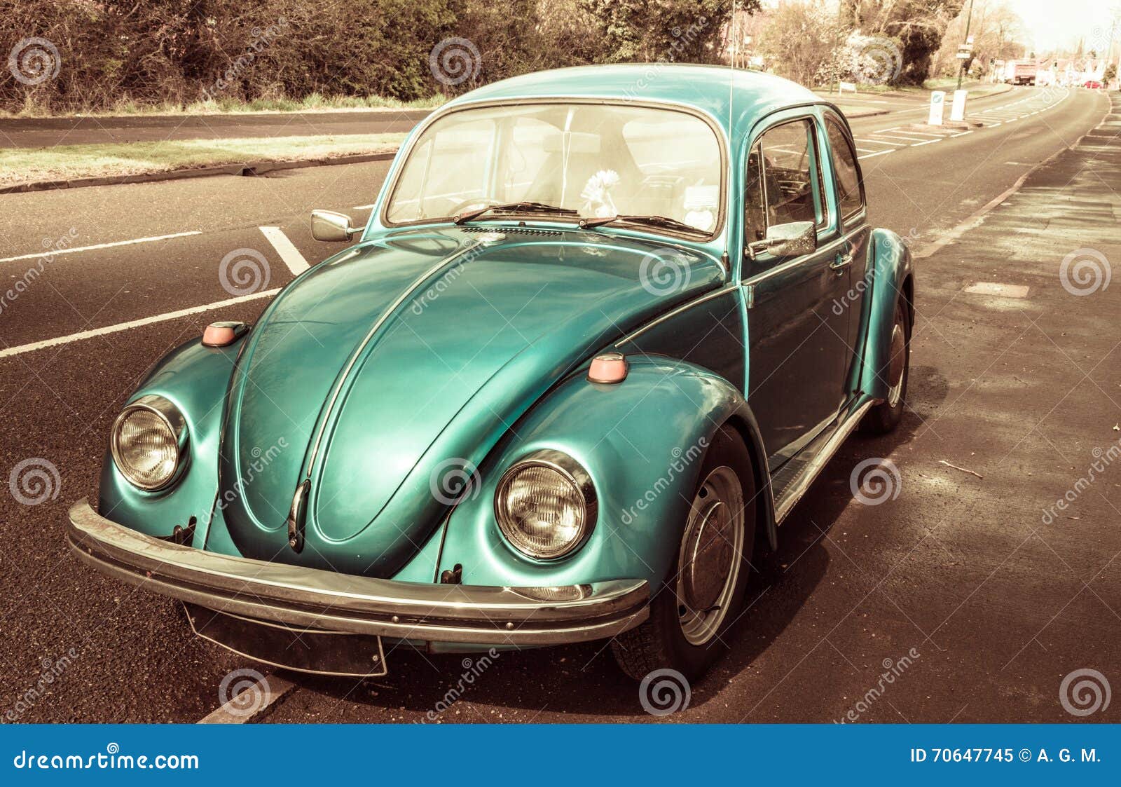 Blauwe Klassieke Auto Volkswagen Beetle Stock Afbeelding - Image of ...