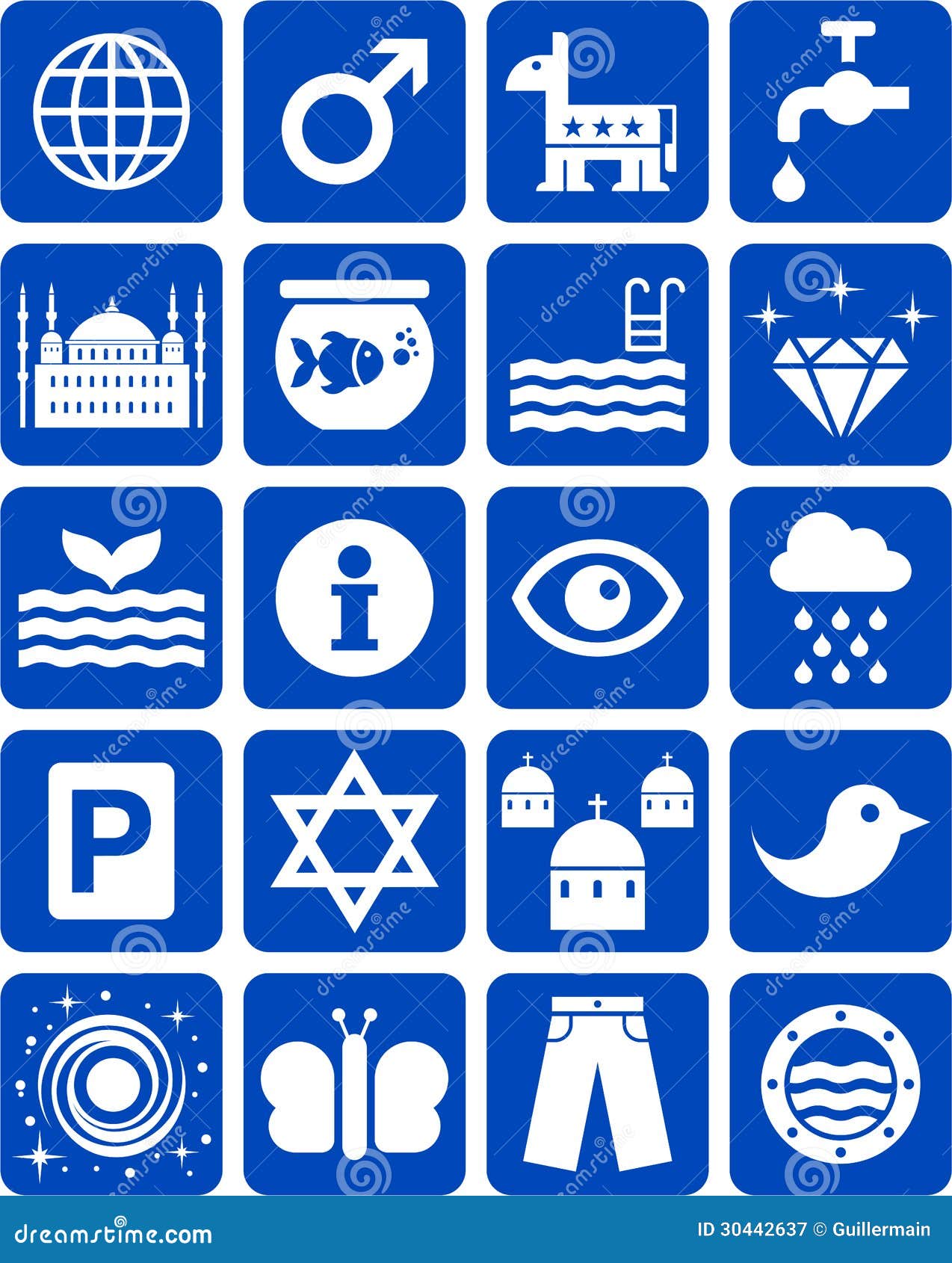 Blauwe pictogrammen vector illustratie. Illustration of diamant - 30442637