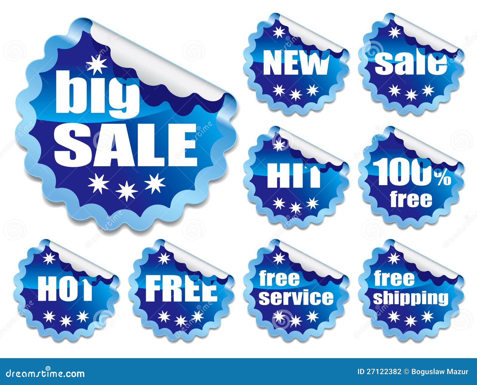 Blauwe stickers vector illustratie. Illustration of grens - 27122382