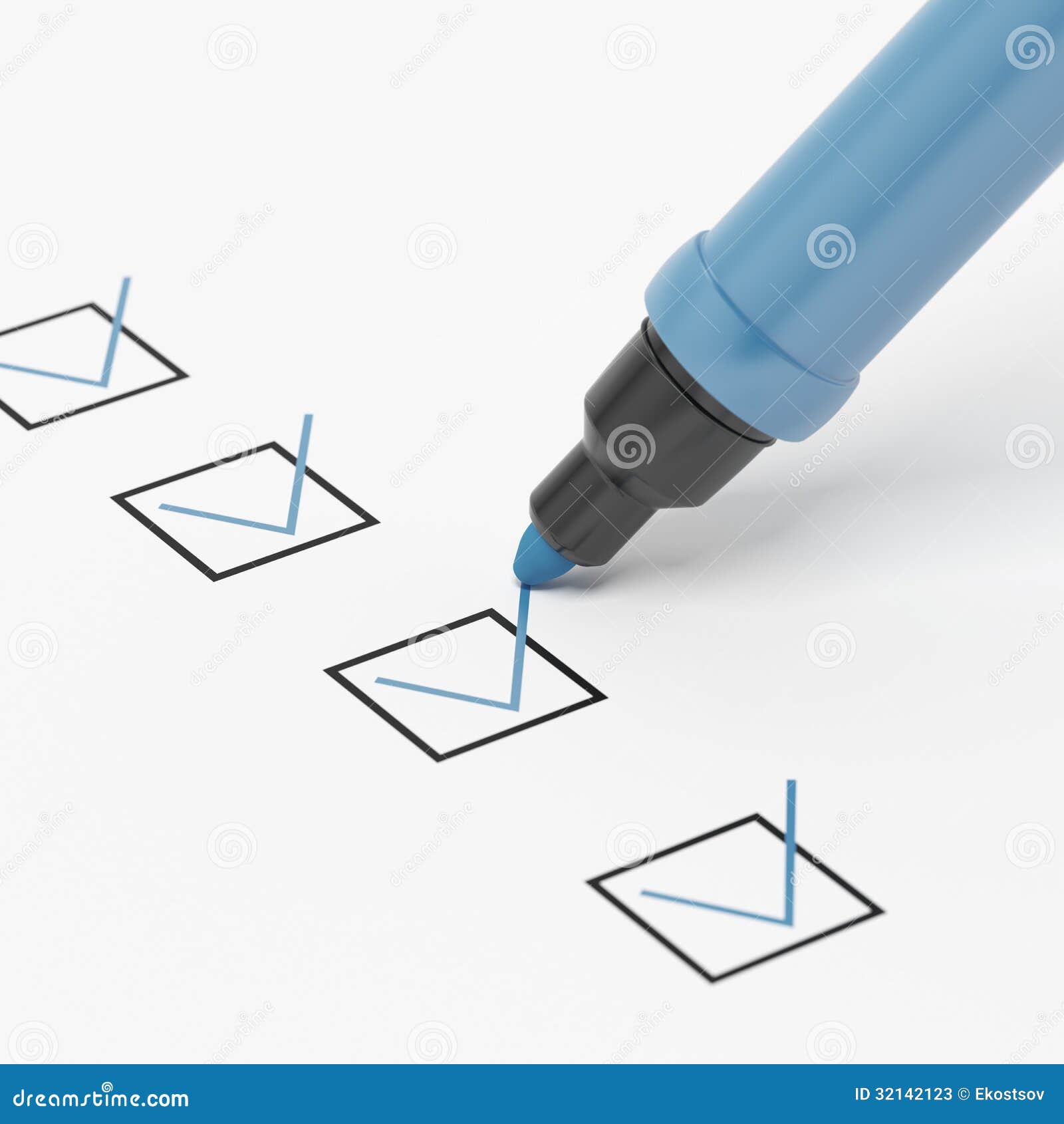 Blauwe Teller Met Checkbox En Controle. Stock Illustratie ...