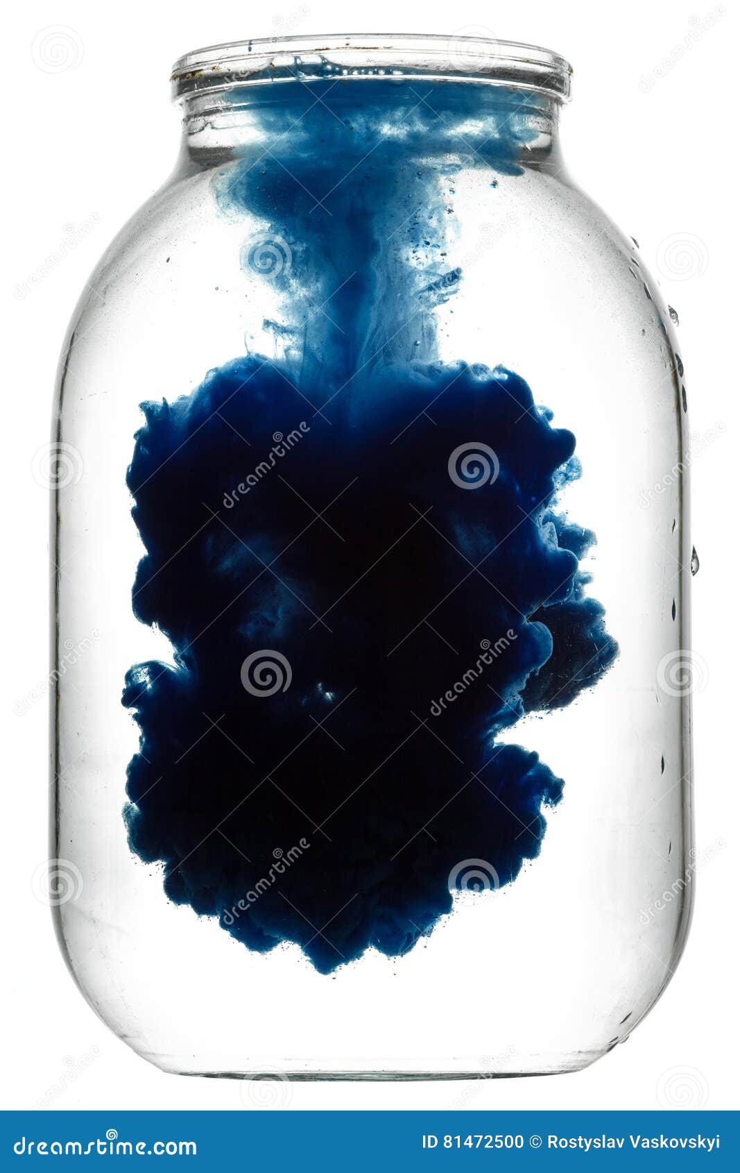 Blauwe Verf Die in Water Wervelen Stock Foto - Image of paddestoel ...