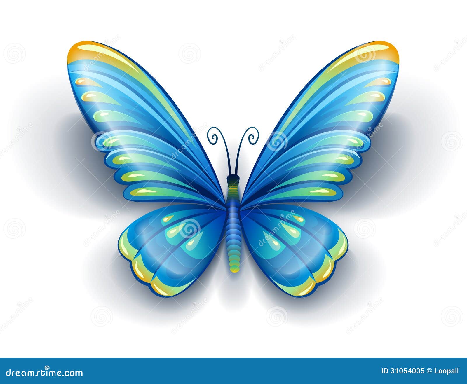 Blauwe Vlinder Met Kleurenvleugels Vector Illustratie - Illustration of ...