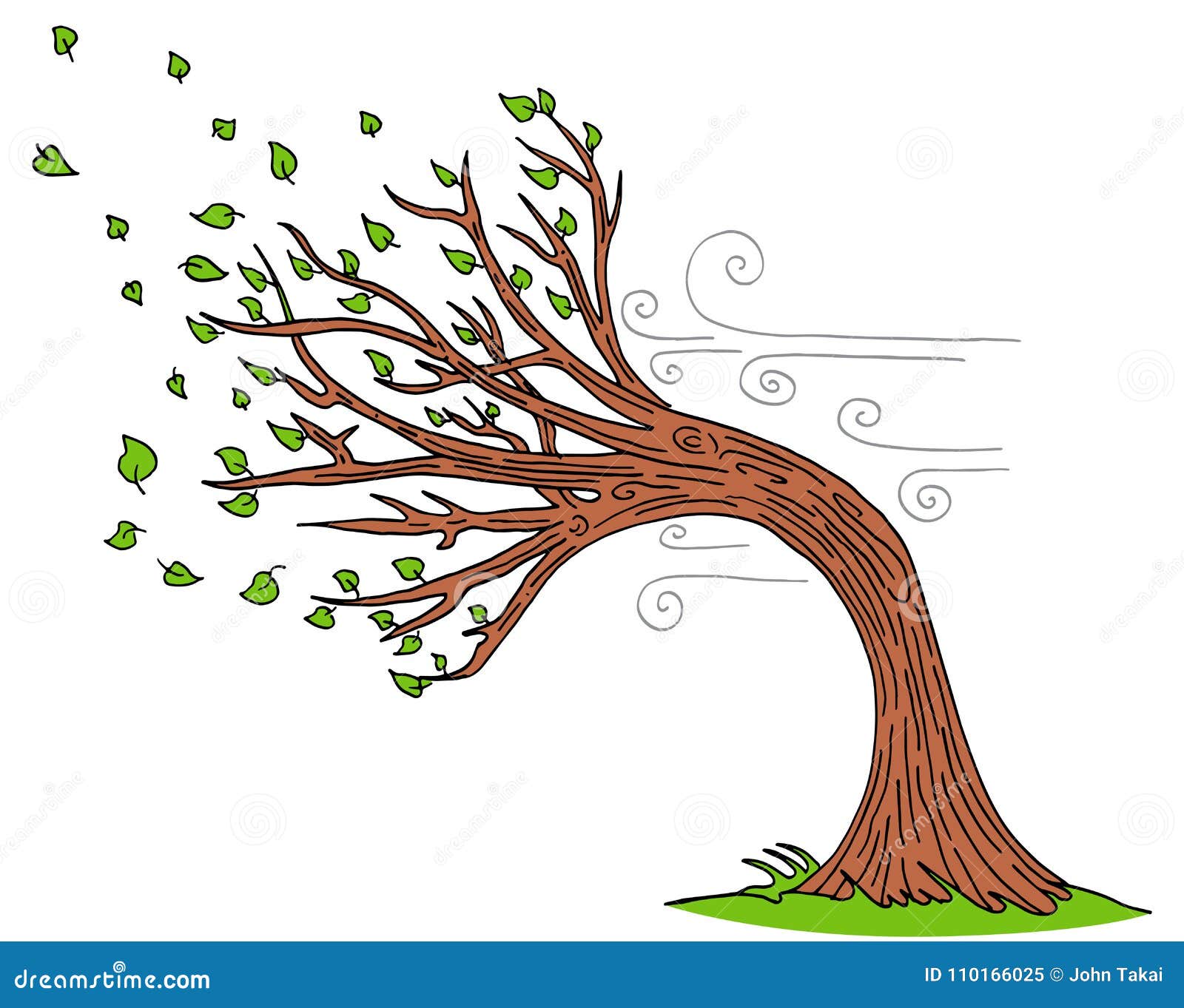 Blazende Wind Windy Day Tree Vector Illustratie - Illustration of ...