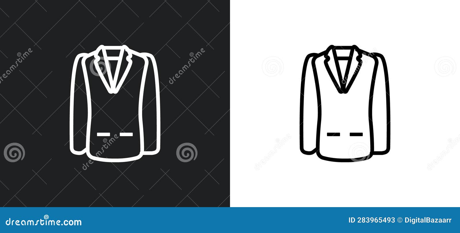 Blazer Outline Icon in White and Black Colors. Blazer Flat Vector Icon ...