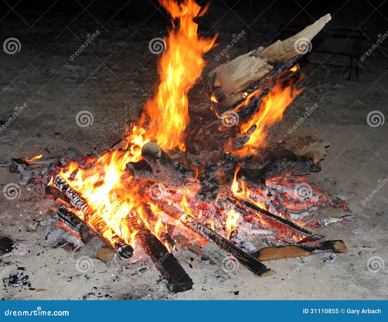 Blazing Bonfire and Glowing Embers Stock Image - Image of burn, field ...