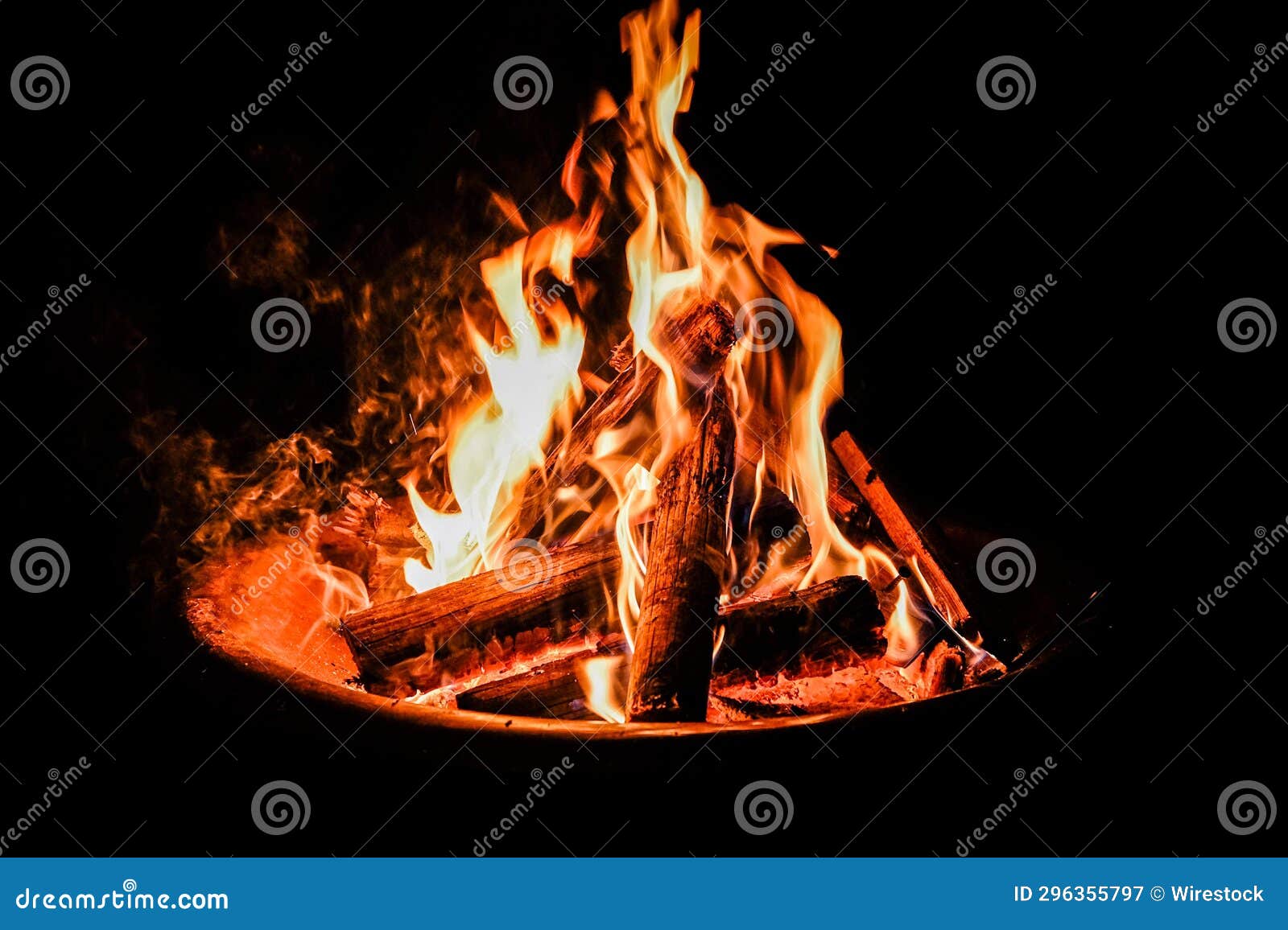 Blazing Bonfire Lit Up Against a Night Sky Stock Image - Image of warm ...