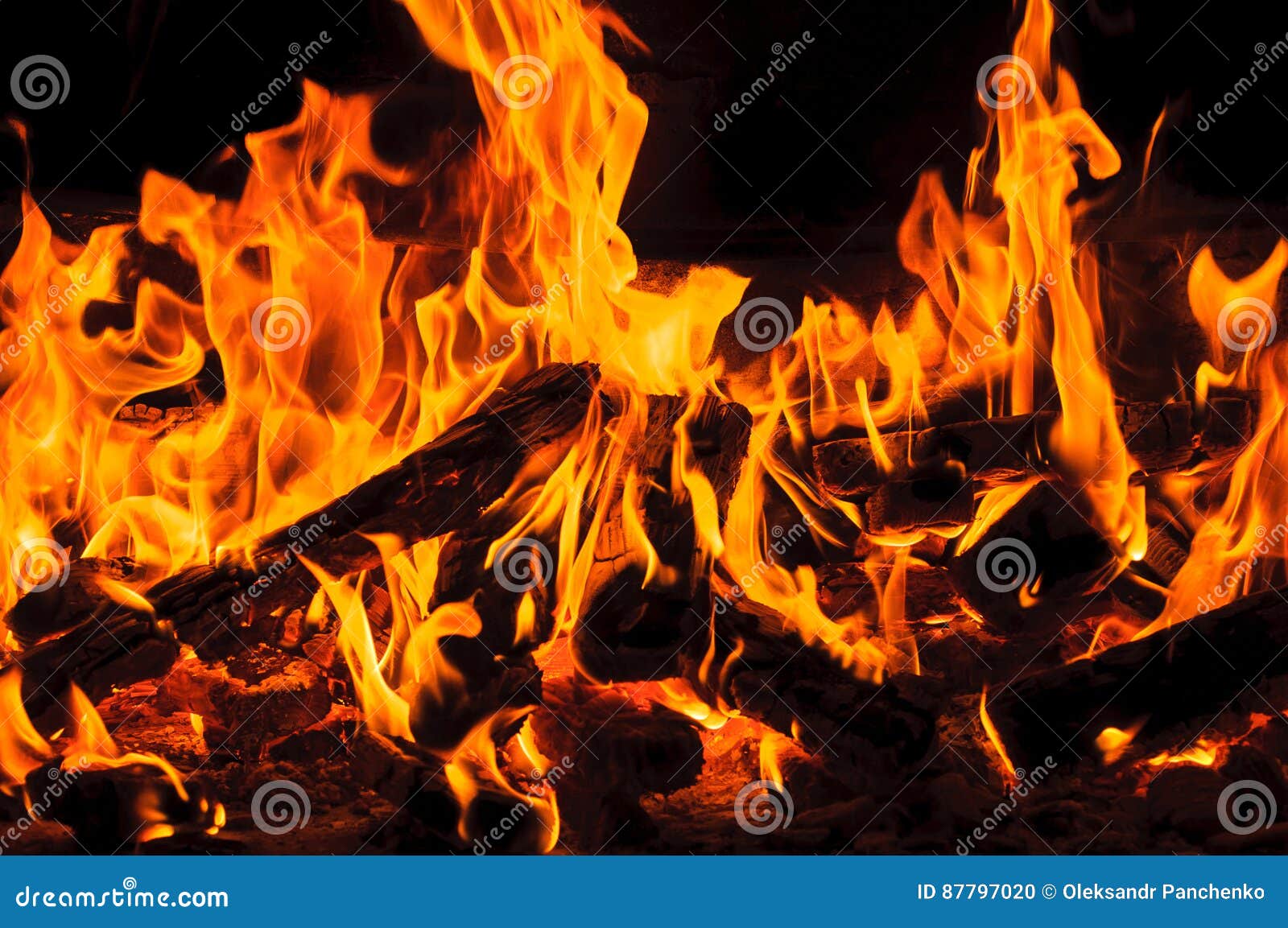 Blazing camp fire stock photo. Image of flame, food, camping - 87797020