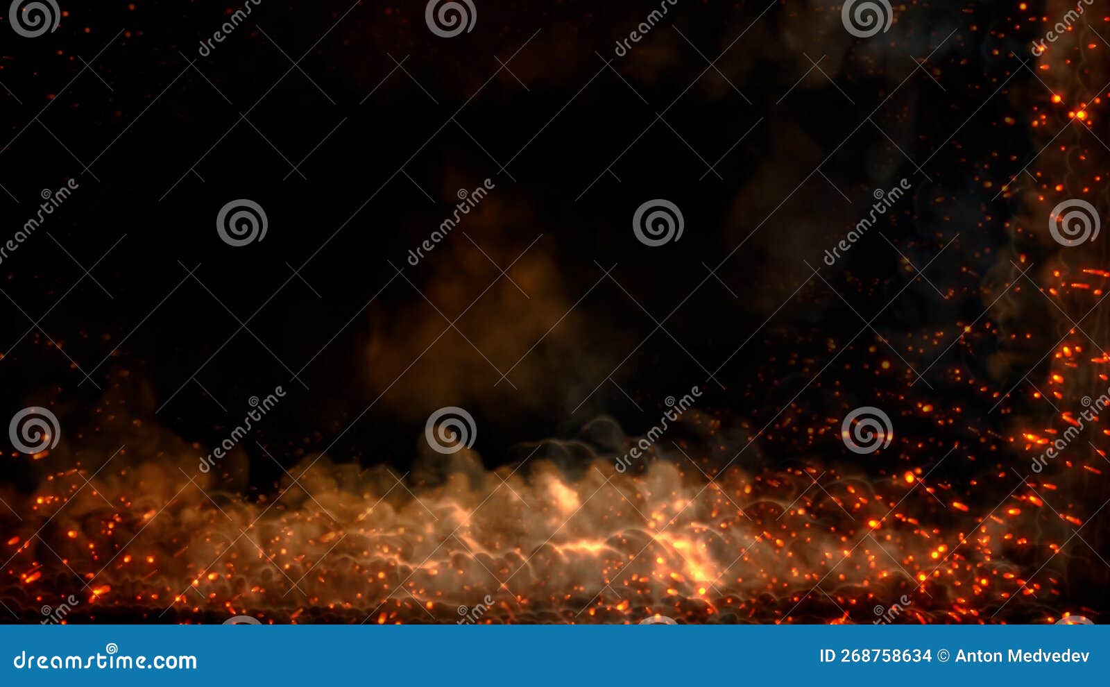 Blazing Clouds Frame Bg with Fire at Right and Bottom - Abstract 3D ...