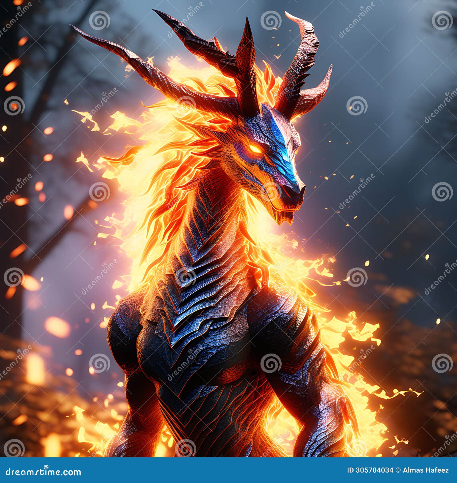 Blazing Enigma: an 8K Unity Rendering of a Fire Mythical Creature ...
