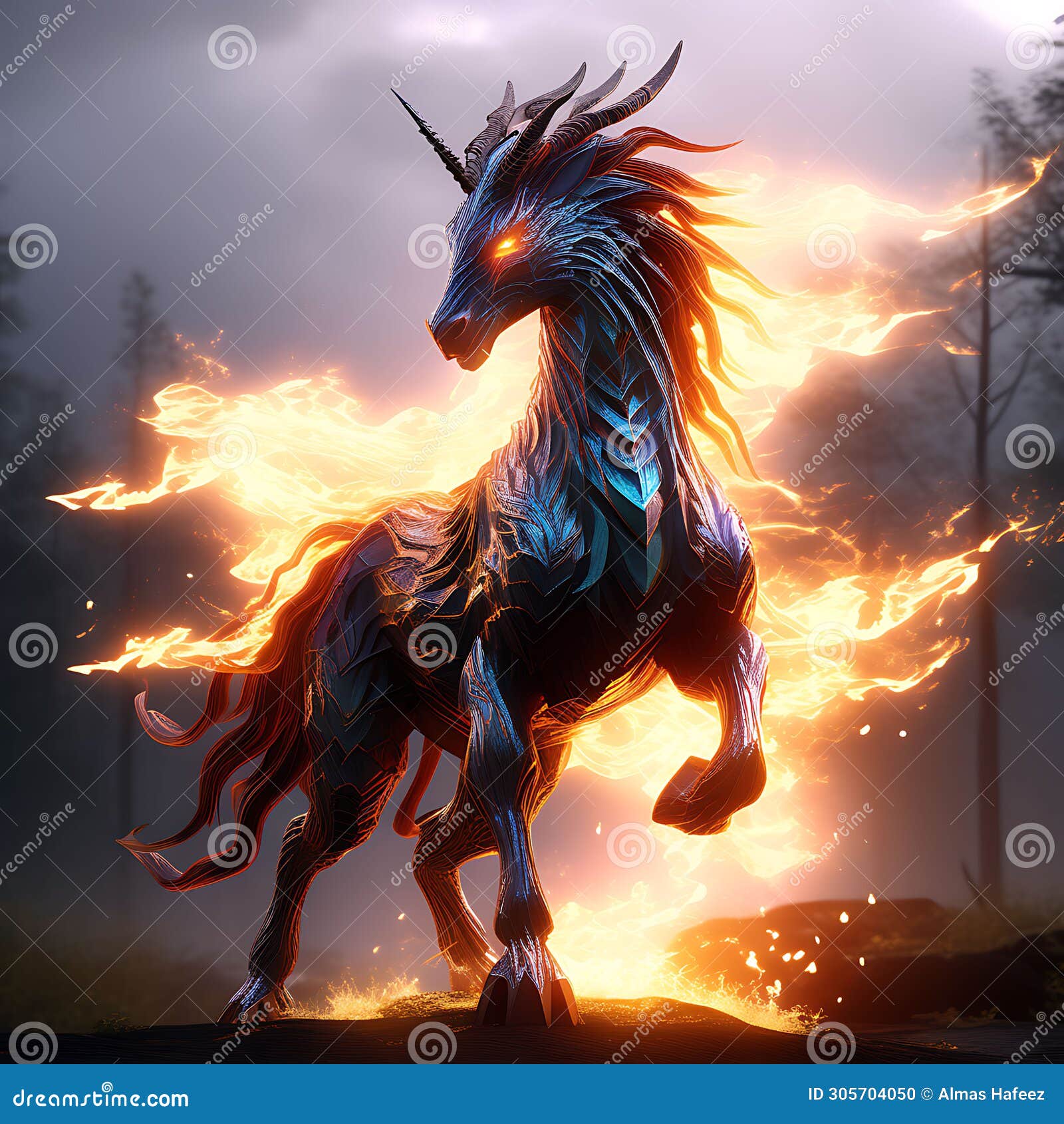 Blazing Enigma: an 8K Unity Rendering of a Fire Mythical Creature ...