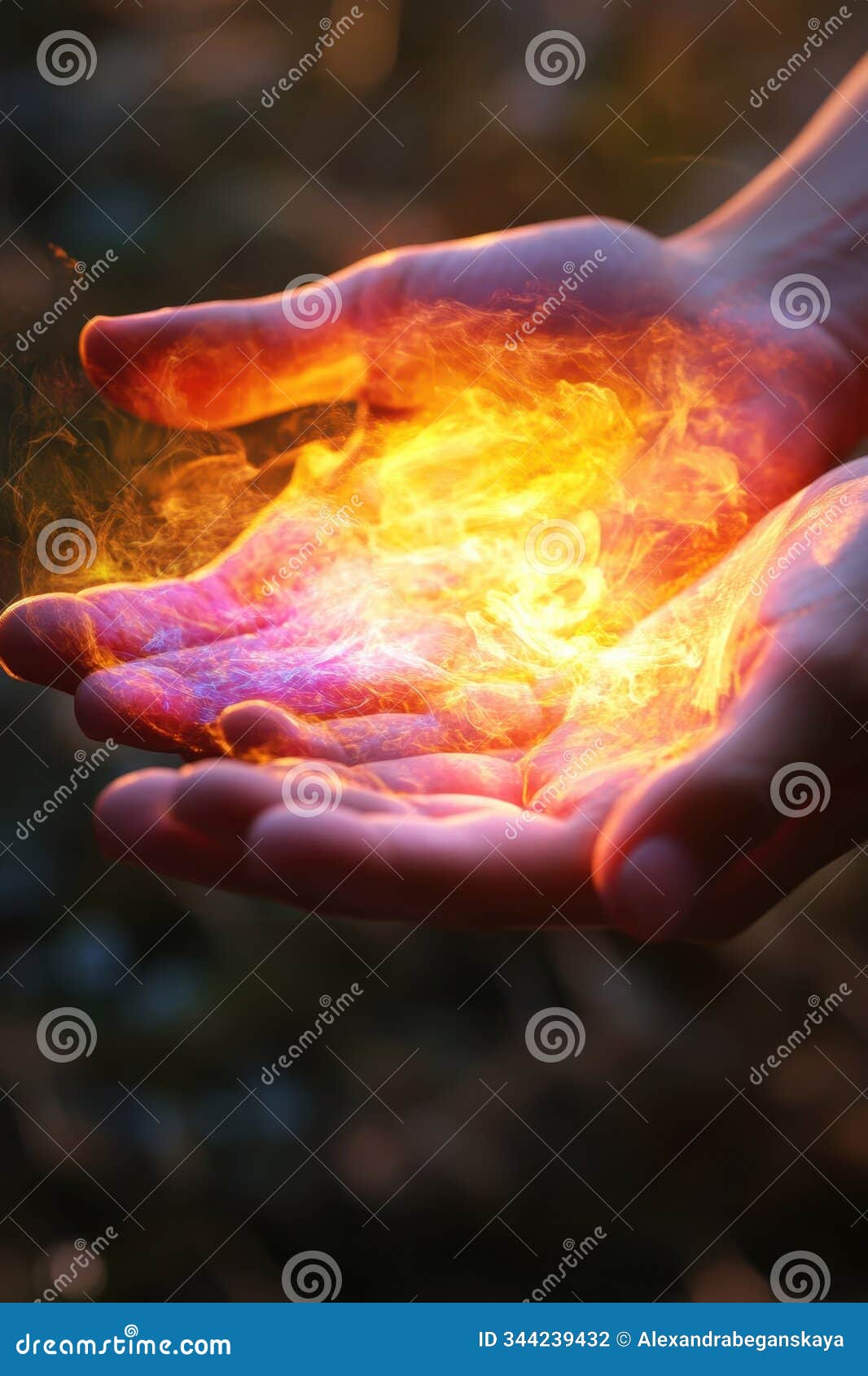 Blazing Fire Element in Hands - Metaphor for Energy, Passion, and ...