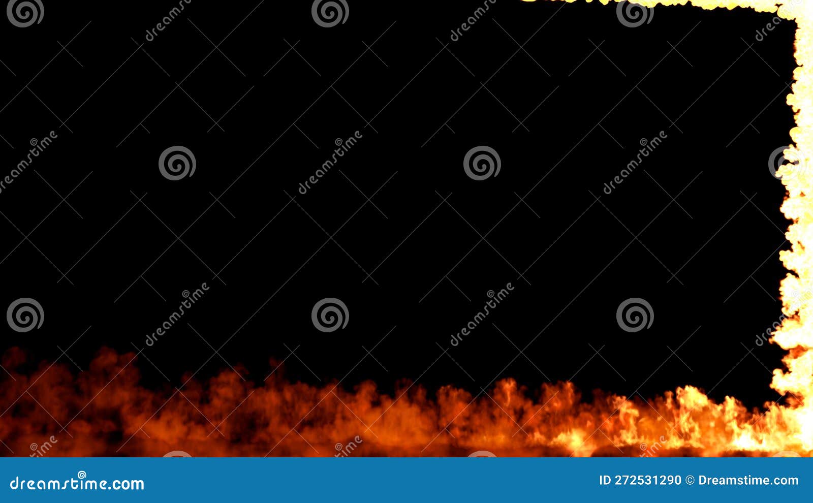 Blazing Fire Lines Screen Frame on Black, Isolated - Object 3D ...