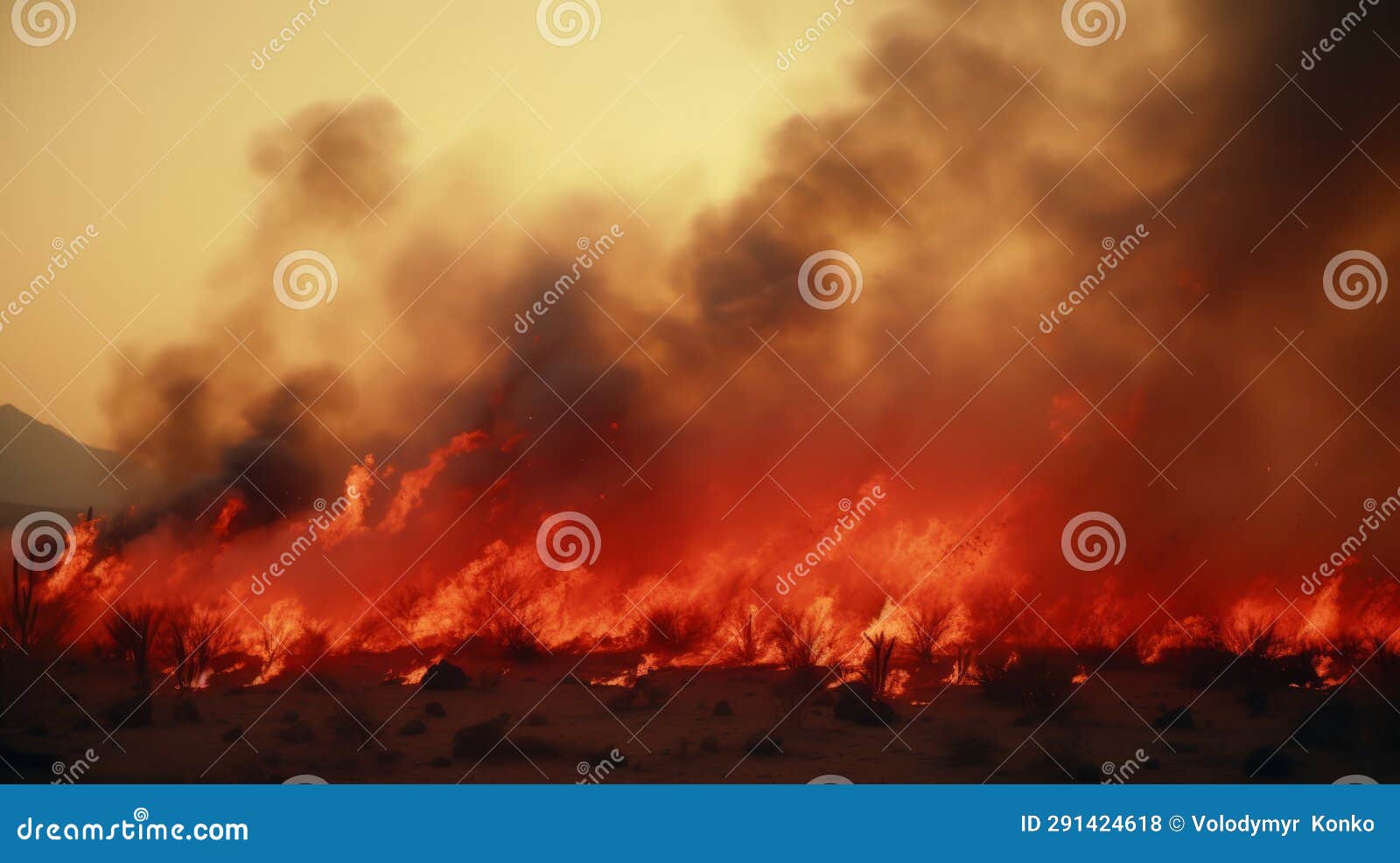A Blazing Fire in an Open Field Stock Photo - Image of generated ...