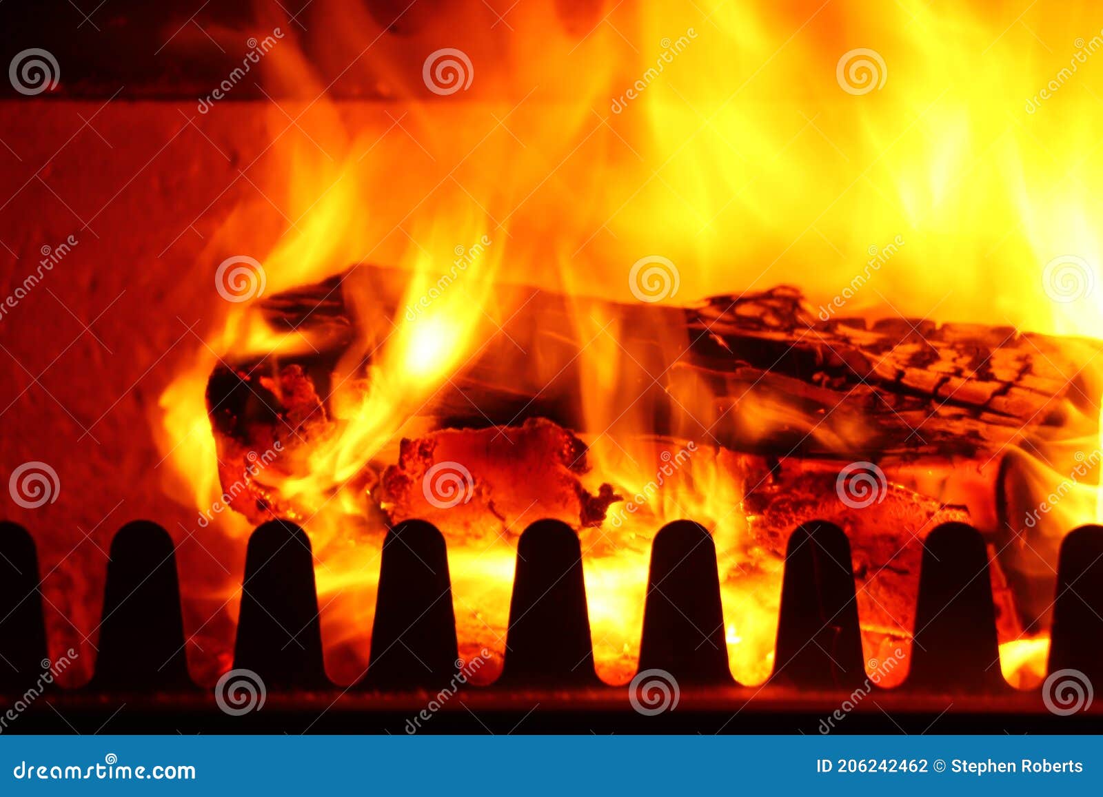 Blazing Fire Place on a Cold Evening Stock Photo - Image of lick ...