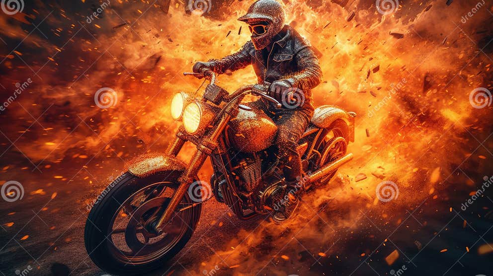 Blazing Fire Ride Artwork stock illustration. Illustration of intense ...