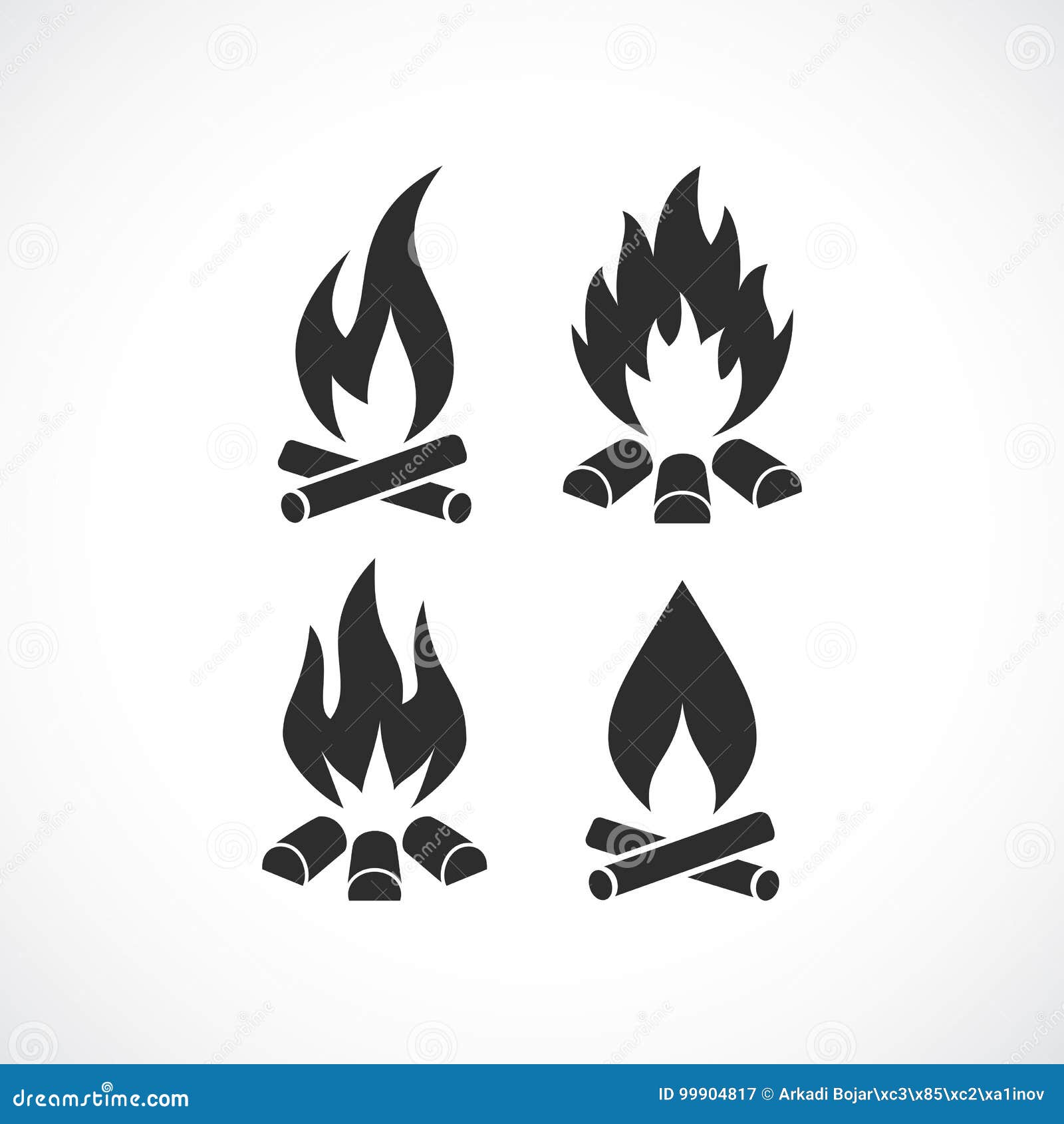 Blazing Fire Flame Vector Icon Stock Vector - Illustration of burning ...
