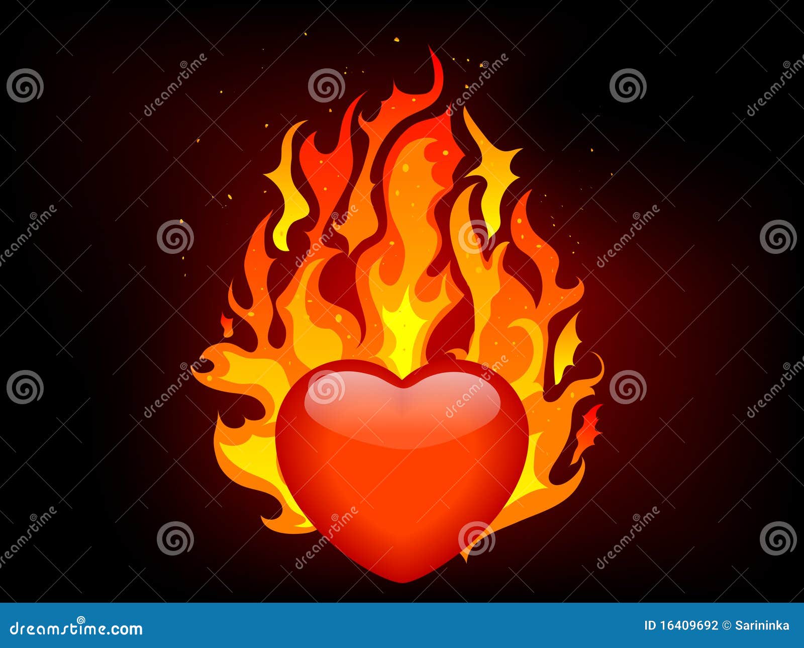 Blazing heart stock vector. Illustration of burning, decorative - 16409692