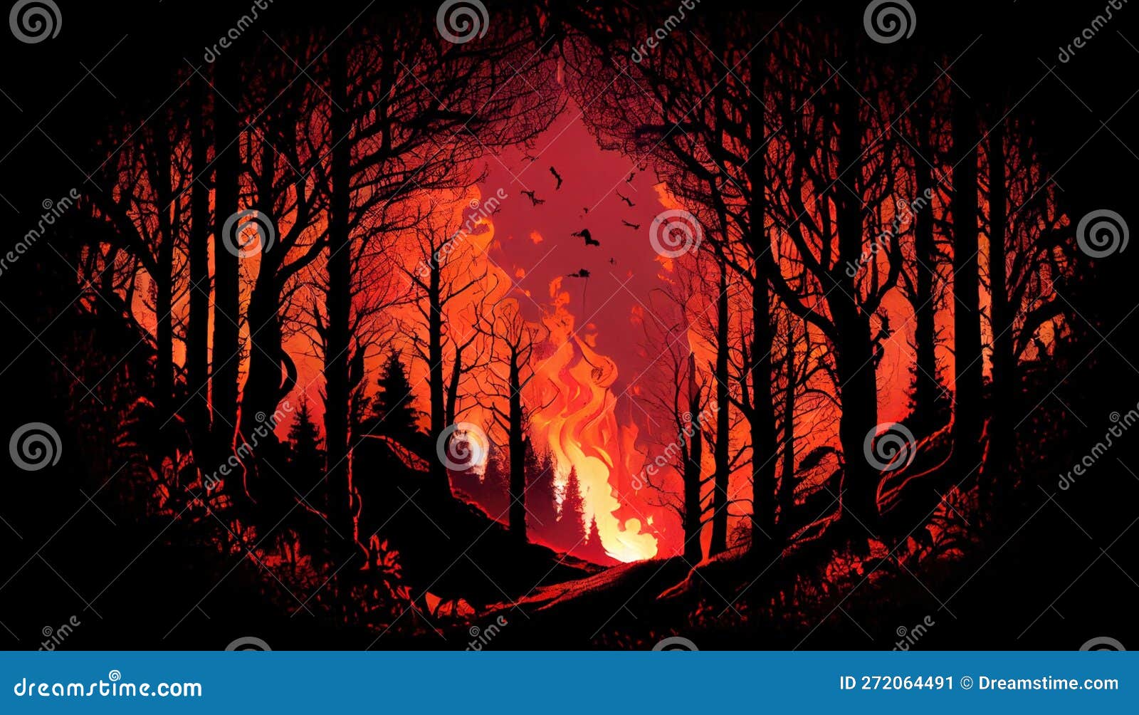 Blazing Inferno Consuming a Forest, Made with Generative AI Stock ...