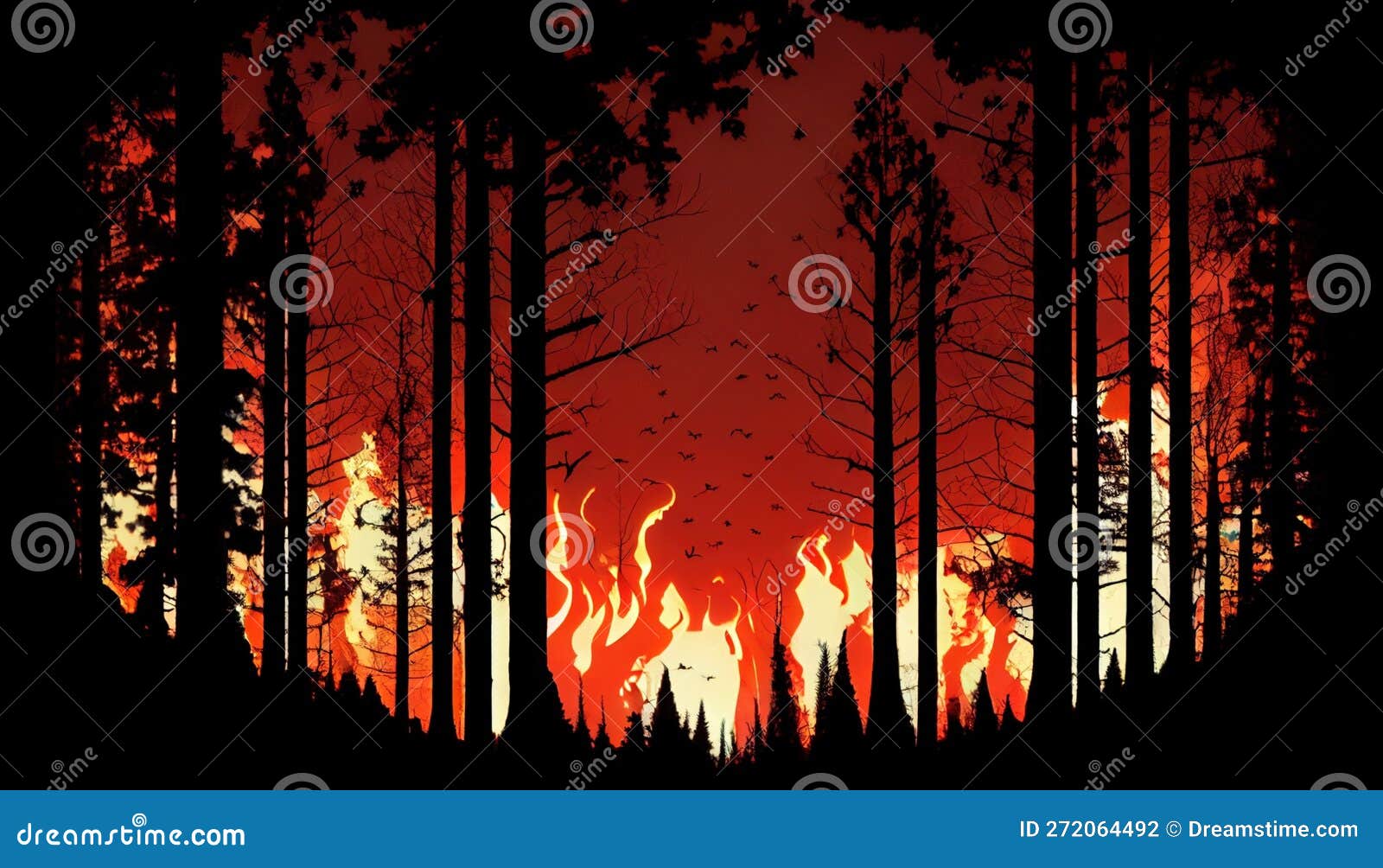 Blazing Inferno Consuming a Forest, Made with Generative AI Stock ...