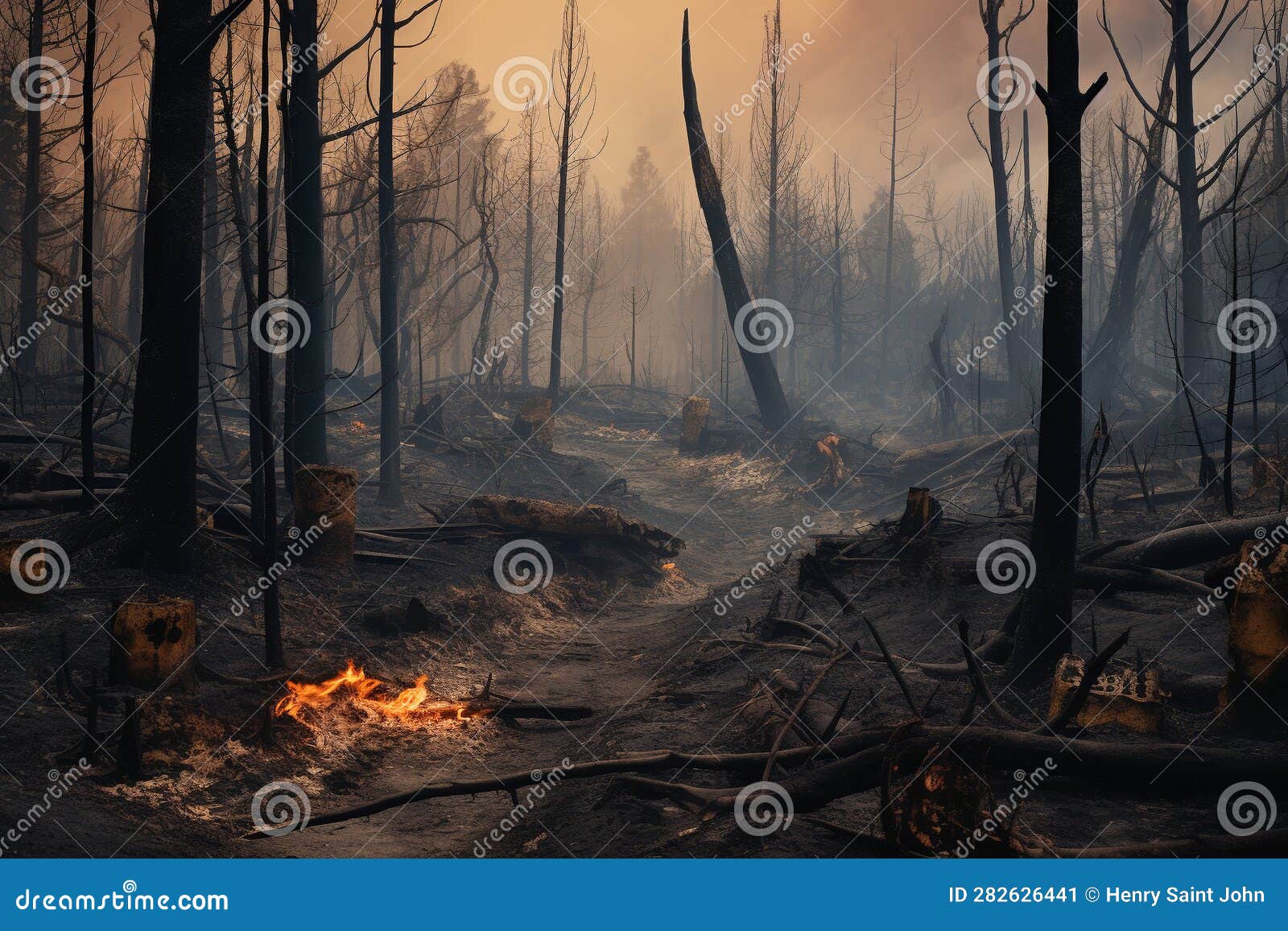 Blazing Inferno: the Wrath of a Forest Fire Stock Illustration ...