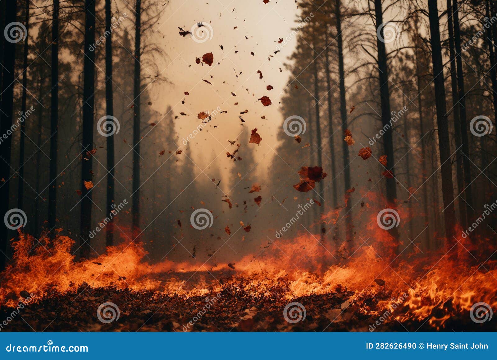 Blazing Inferno: the Wrath of a Forest Fire Stock Illustration ...