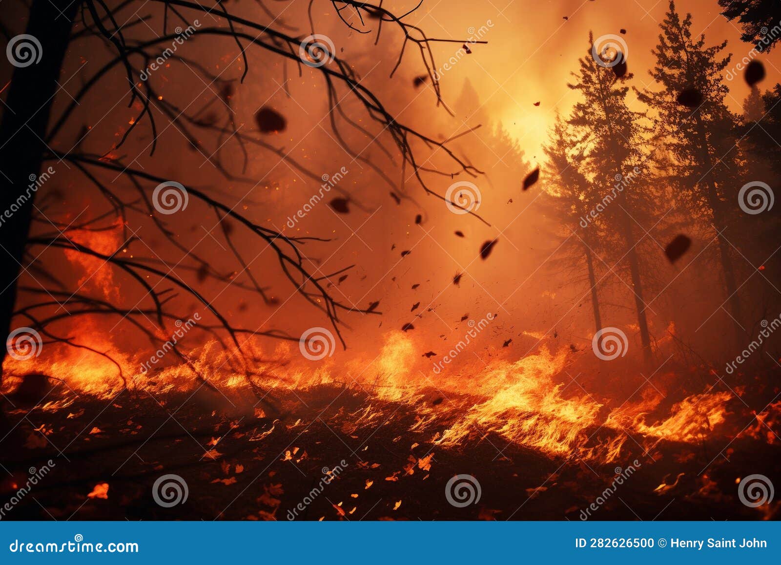 Blazing Inferno: the Wrath of a Forest Fire Stock Illustration ...