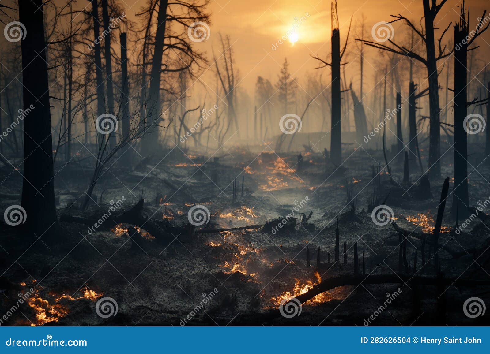 Blazing Inferno: the Wrath of a Forest Fire Stock Illustration ...