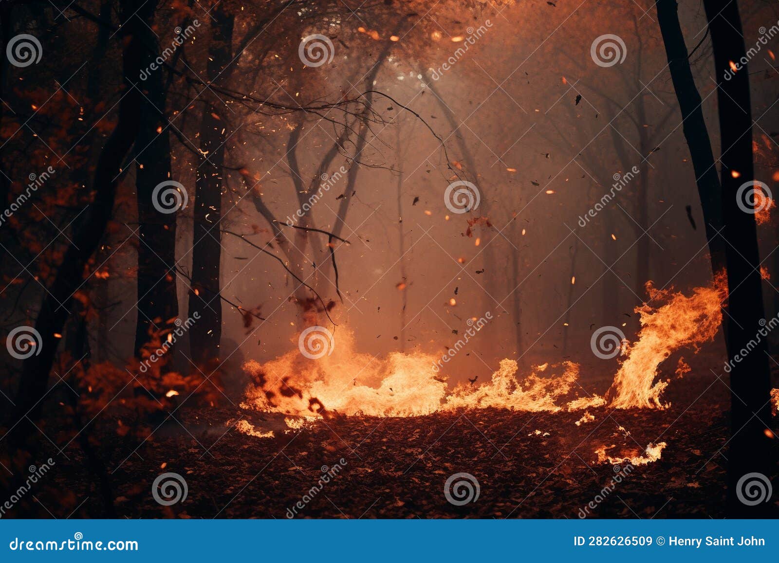 Blazing Inferno: the Wrath of a Forest Fire Stock Illustration ...