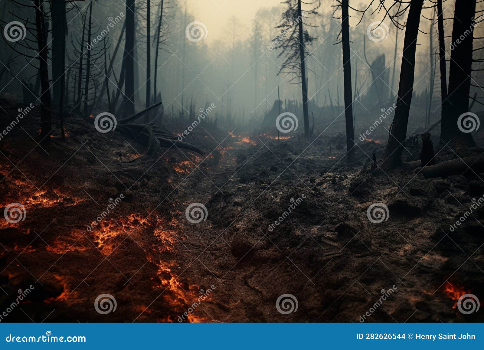 Blazing Inferno: the Wrath of a Forest Fire Stock Illustration ...