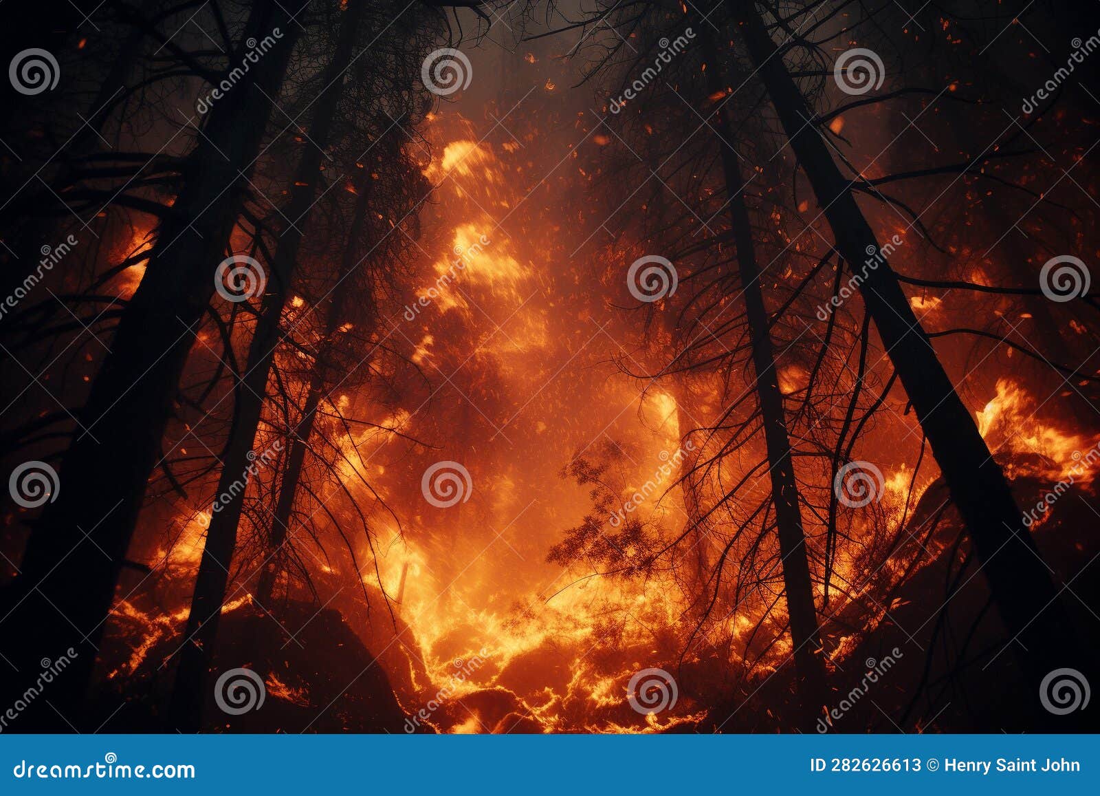 Blazing Inferno: the Wrath of a Forest Fire Stock Illustration ...