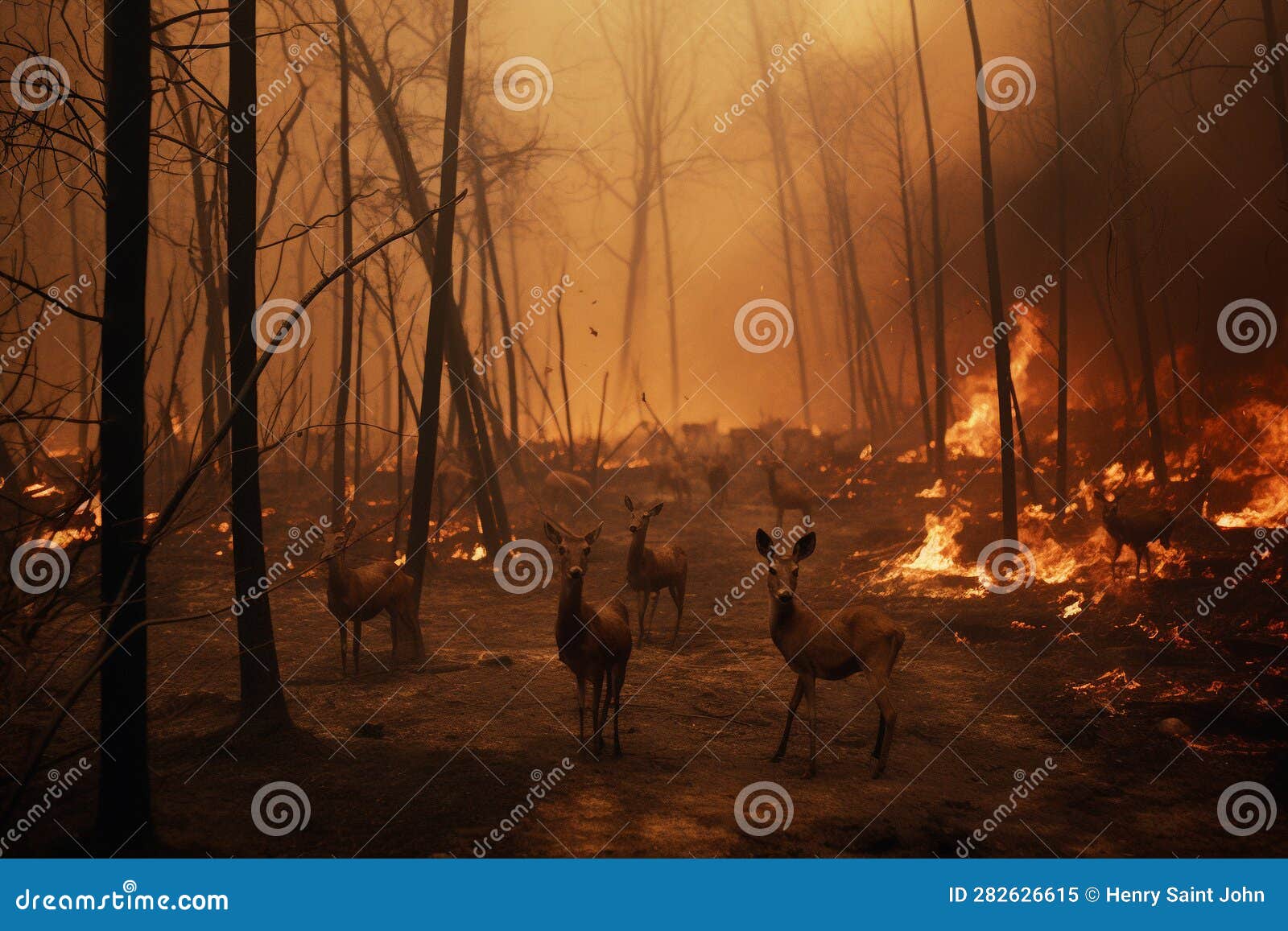 Blazing Inferno: the Wrath of a Forest Fire Stock Illustration ...