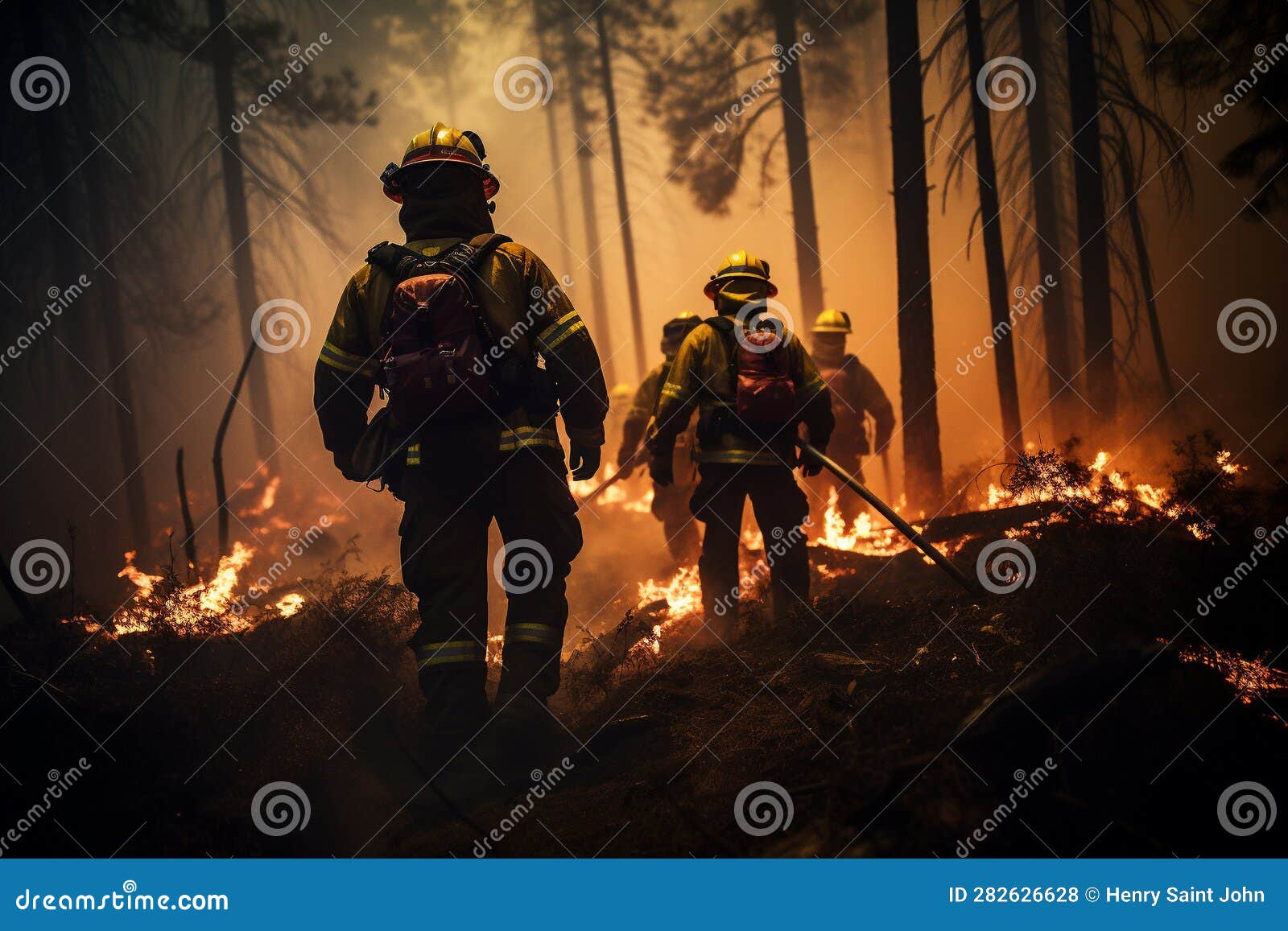 Blazing Inferno: the Wrath of a Forest Fire Stock Illustration ...