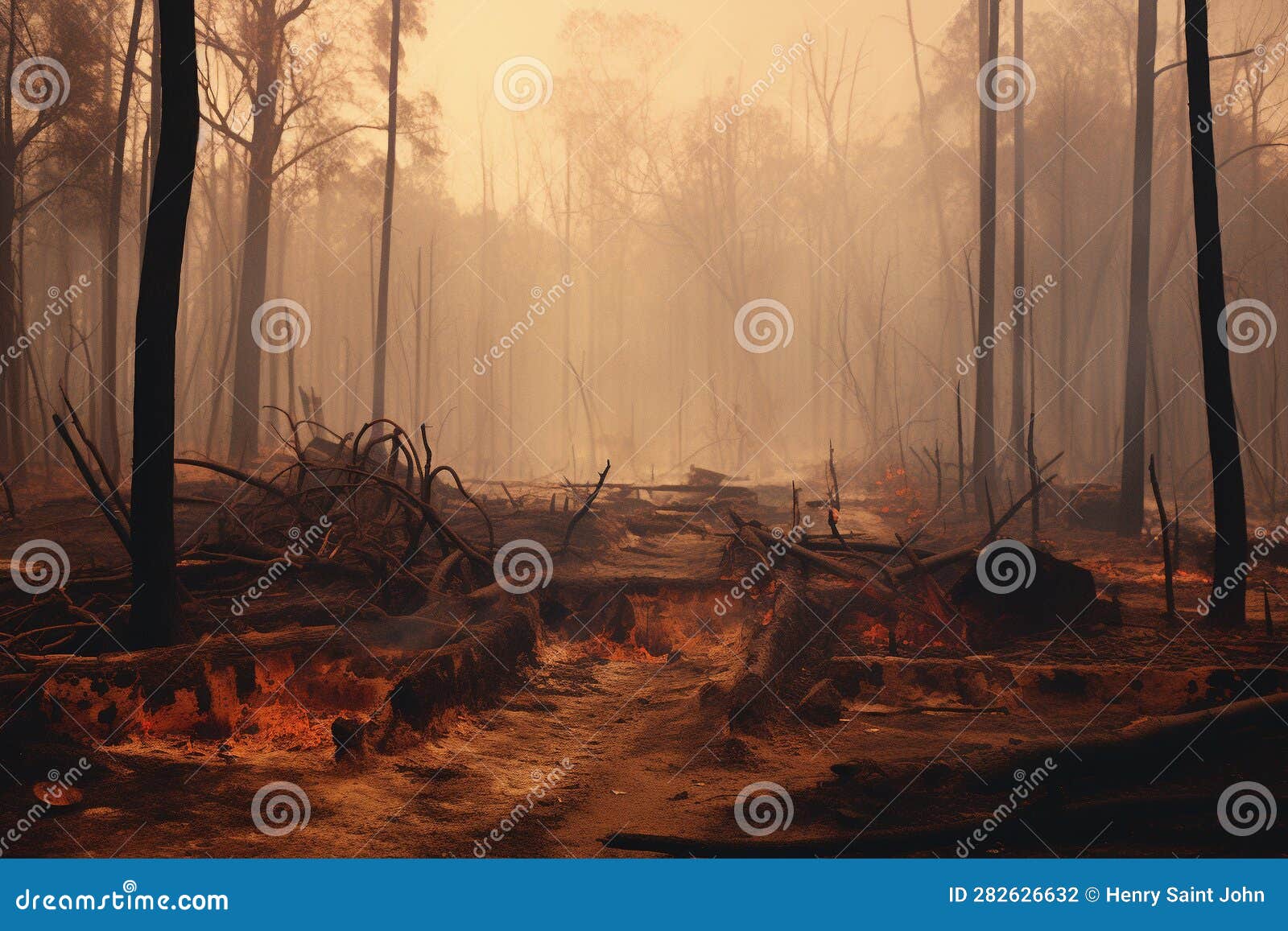 Blazing Inferno: the Wrath of a Forest Fire Stock Illustration ...