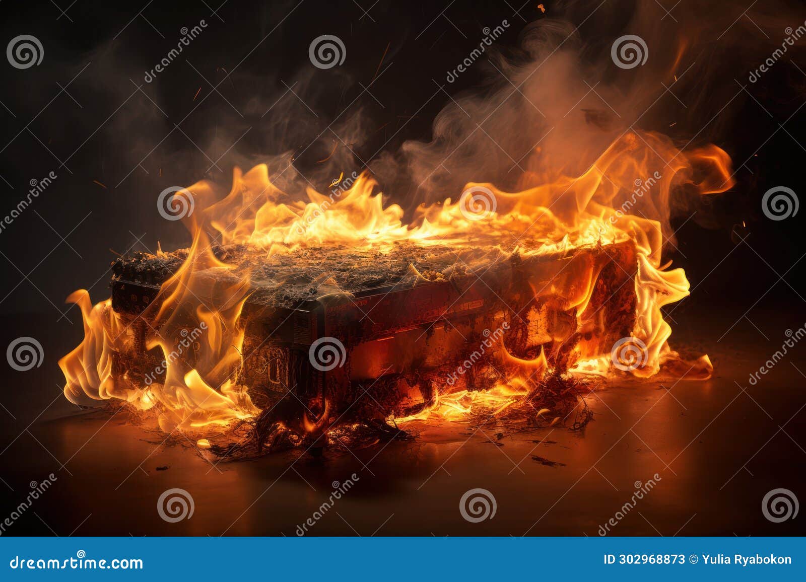 Blazing Lithium Battery Fire. Generate Ai Stock Illustration ...