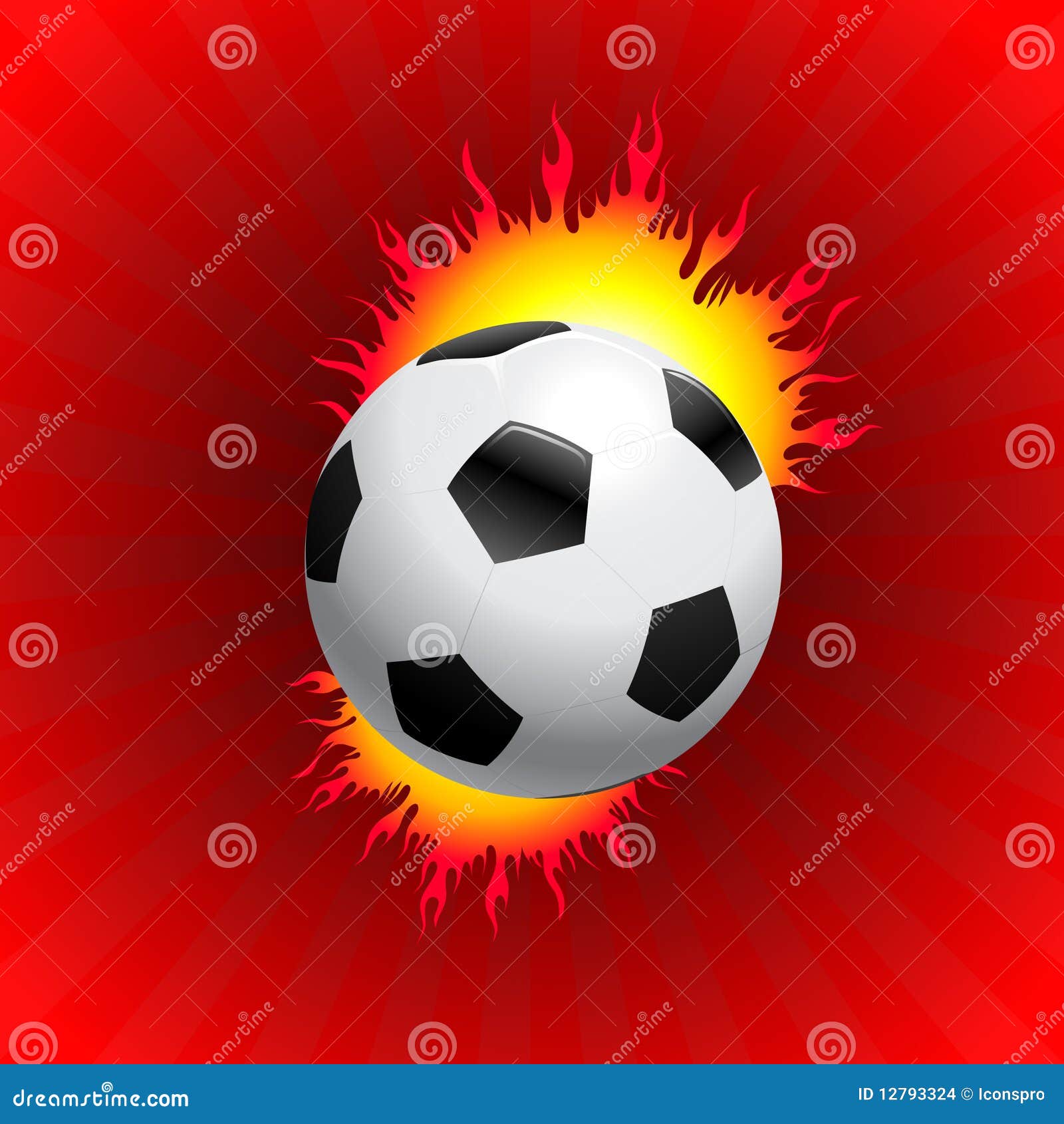 Blazing Soccer Ball on Red Background Stock Illustration - Illustration ...