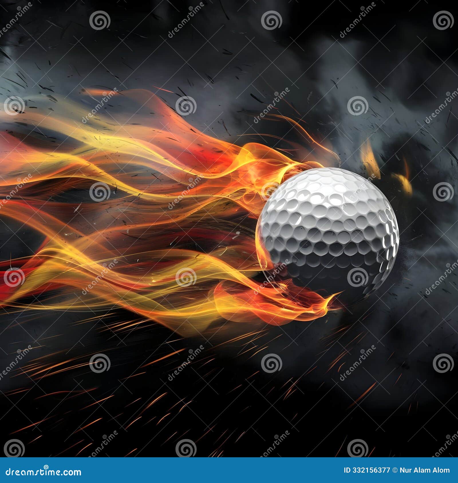Blazing Speed: a Golf Ball Ignited in Motion Stock Illustration ...