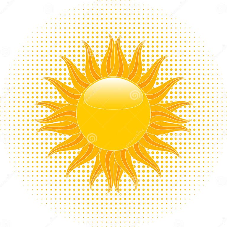 Blazing summer sun stock vector. Illustration of white - 12468413