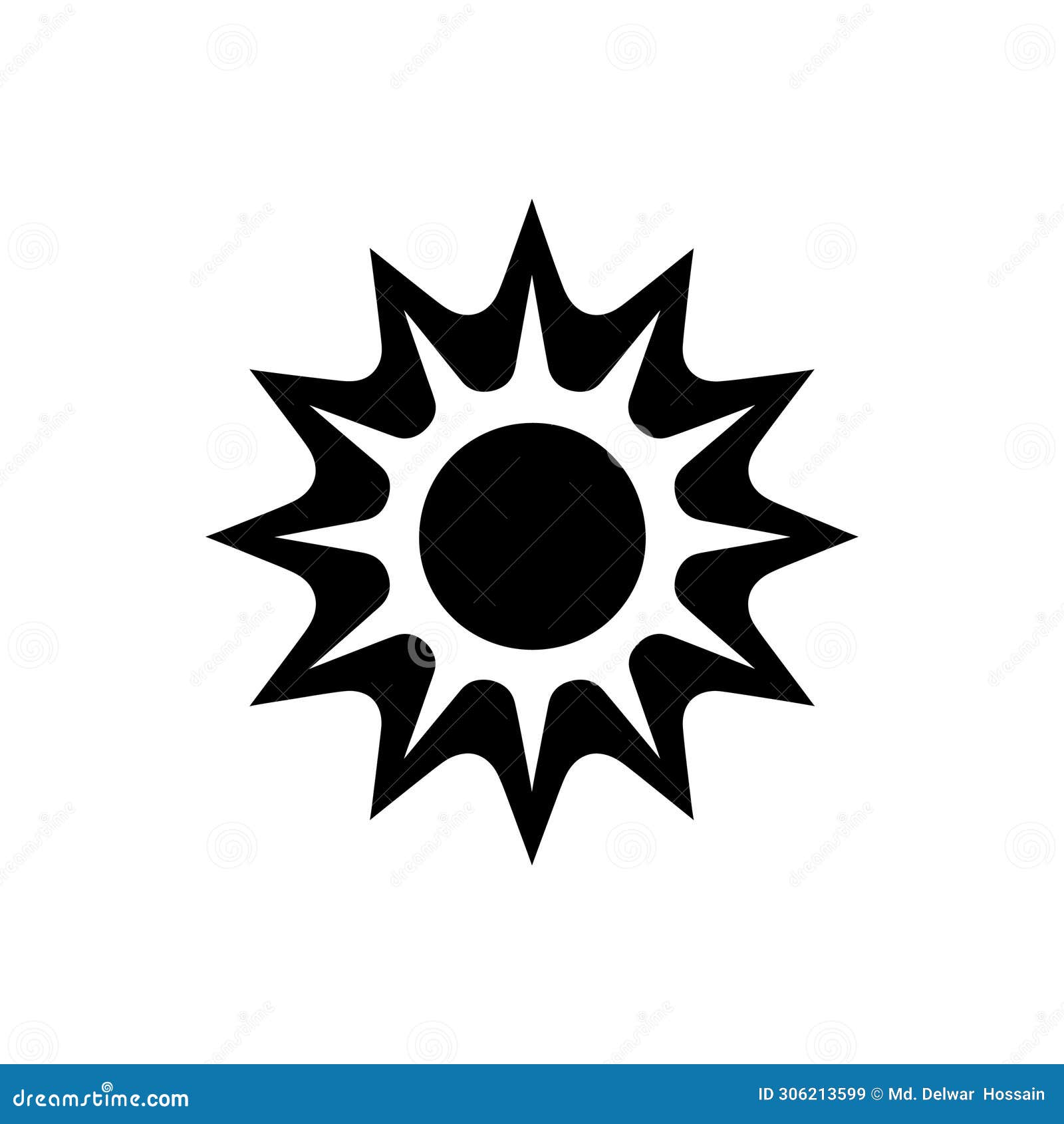 Blazing sun icon icon stock vector. Illustration of energy - 306213599