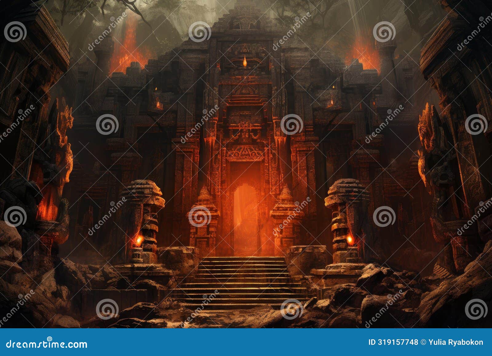 Blazing Temple of Doom Fire. Generate Ai Stock Illustration ... Blazing Temple of Doom Fire. Generate Ai Stock Illustration ...