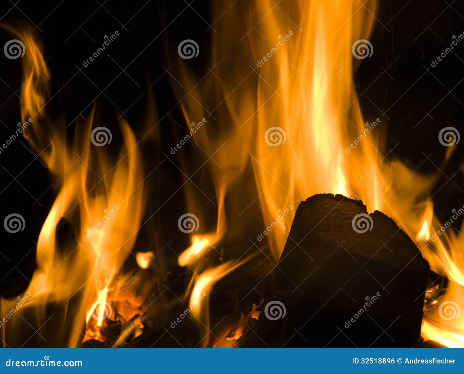 Blazing wood fire stock photo. Image of nighttime, warm - 32518896