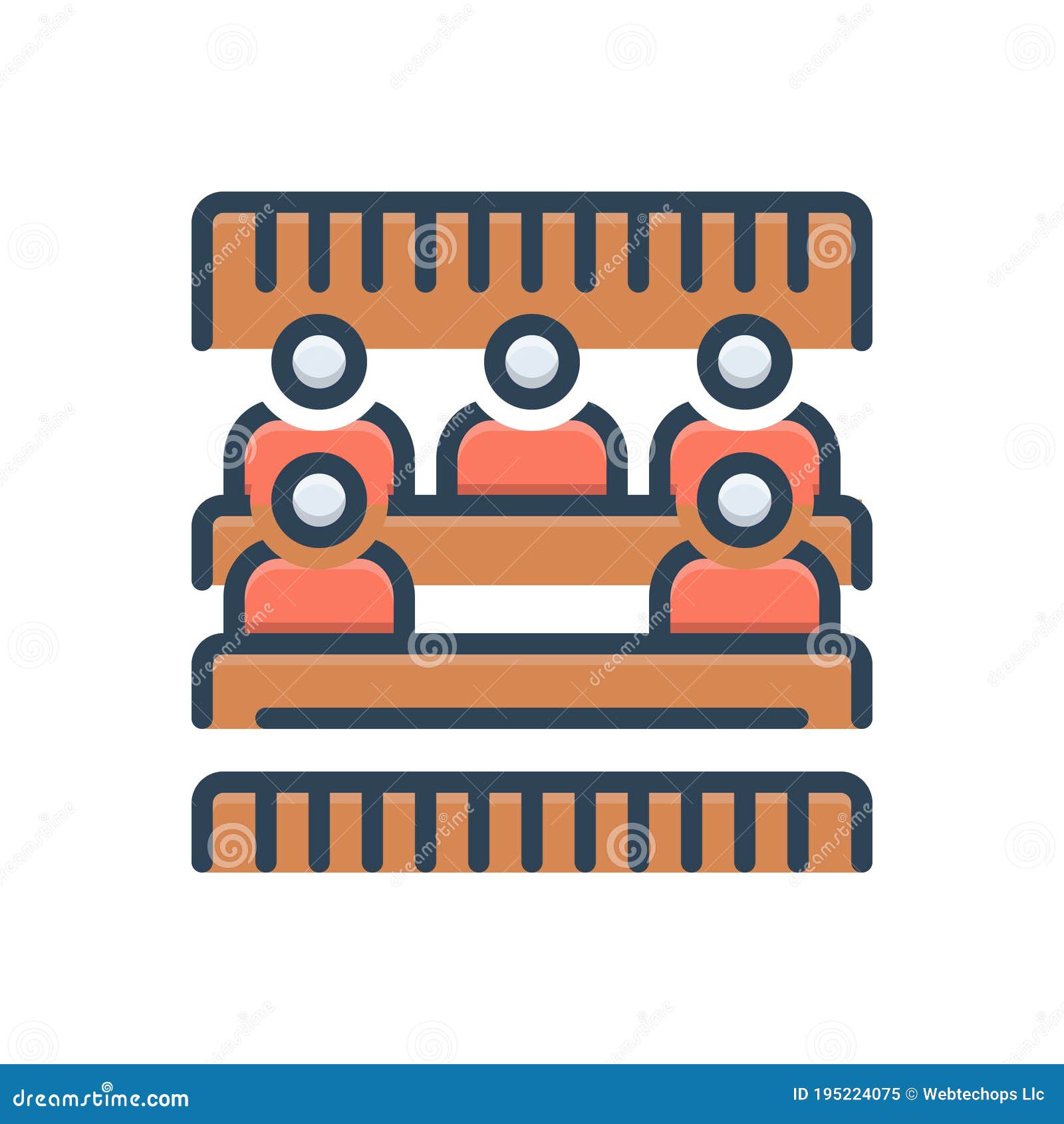 Color Illustration Icon for Bleacher, People and Crowd Stock ...