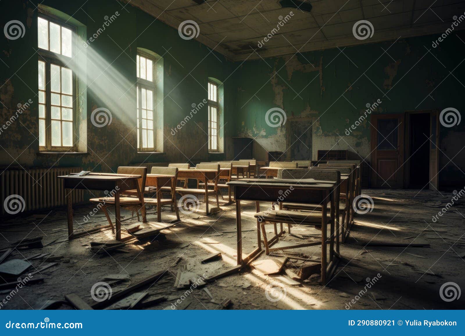 Bleak Empty Classroom. Generate Ai Stock Image - Image of modern ...