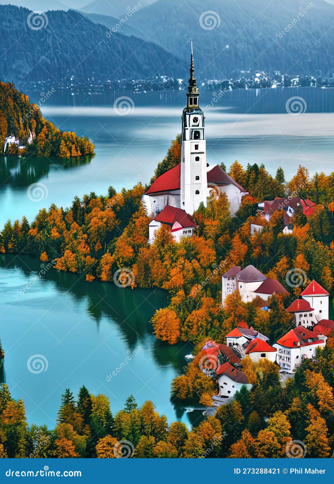 Bled, Bled, Slovenia. Generative AI. Stock Illustration - Illustration ...