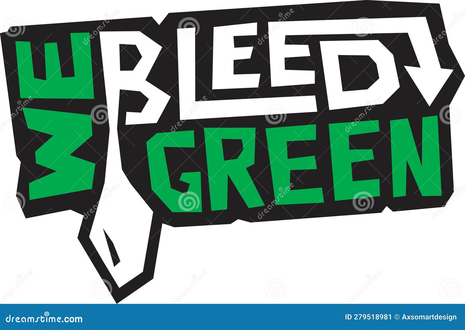 We Bleed Green, T-Shirt Graphic, School Spirit and Green Team Logo ...